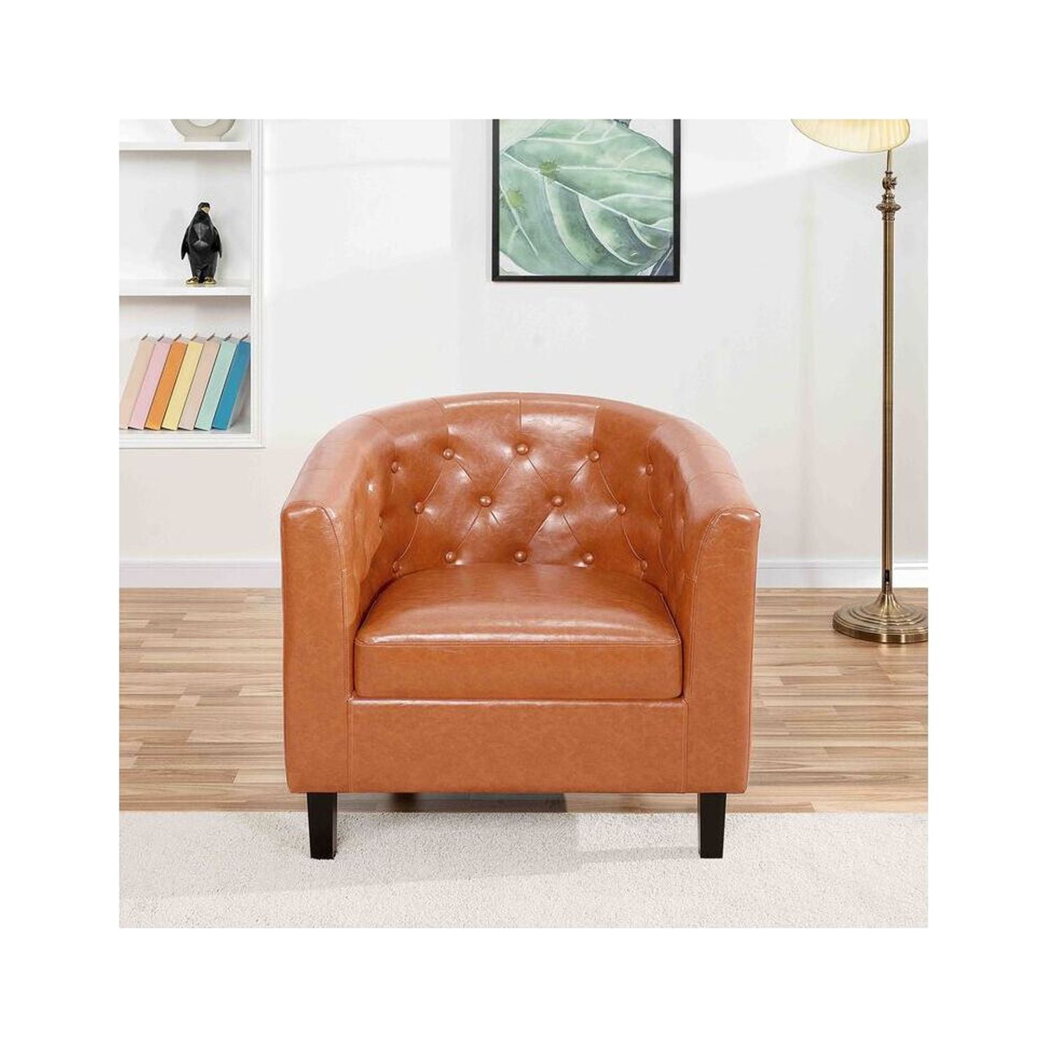 Emma Button Tufting Chair by Naomi Home - Set of 2-Color:Caramel,Style ...