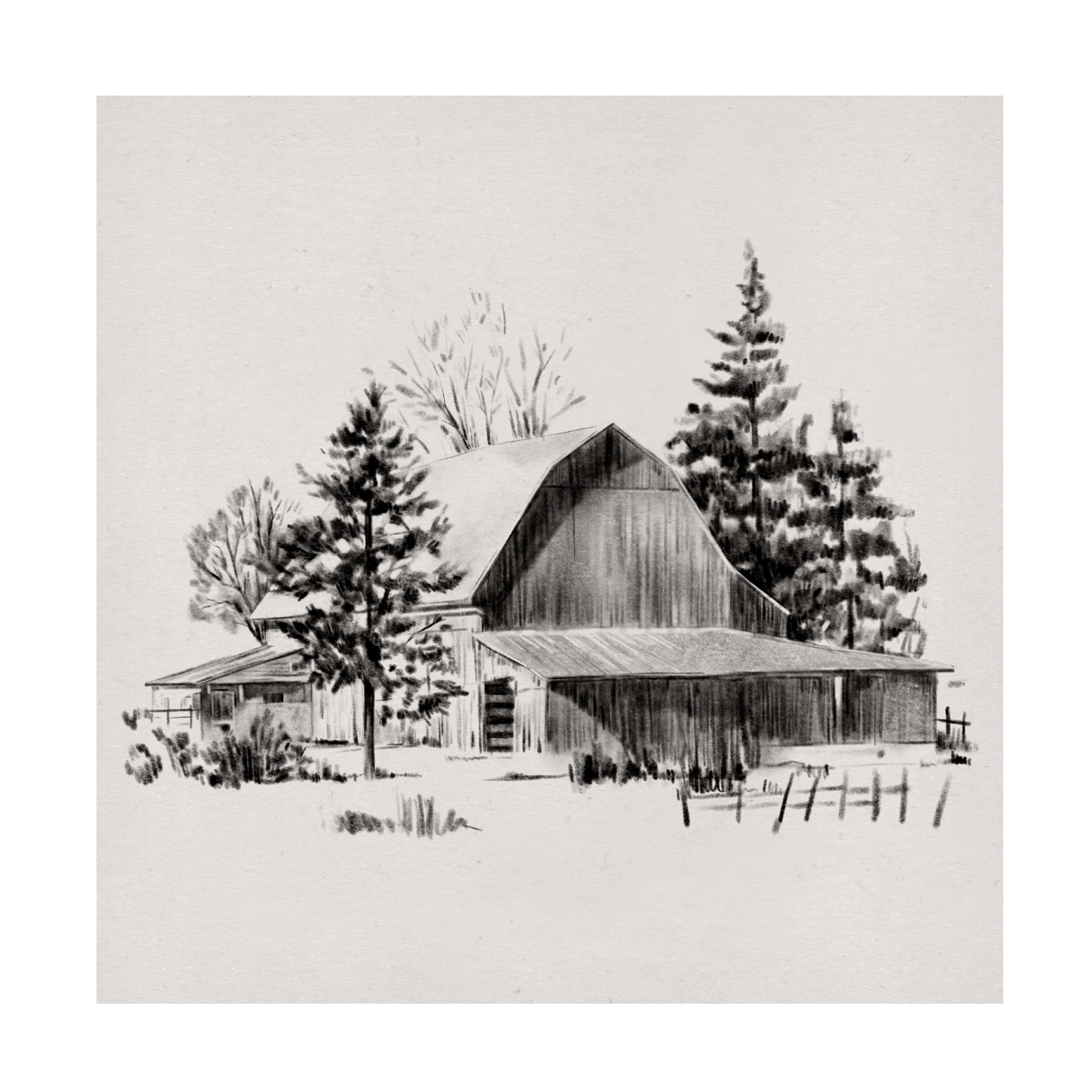 Emma Caroline 'Distant Barn Sketch II' Canvas Art - Walmart.com
