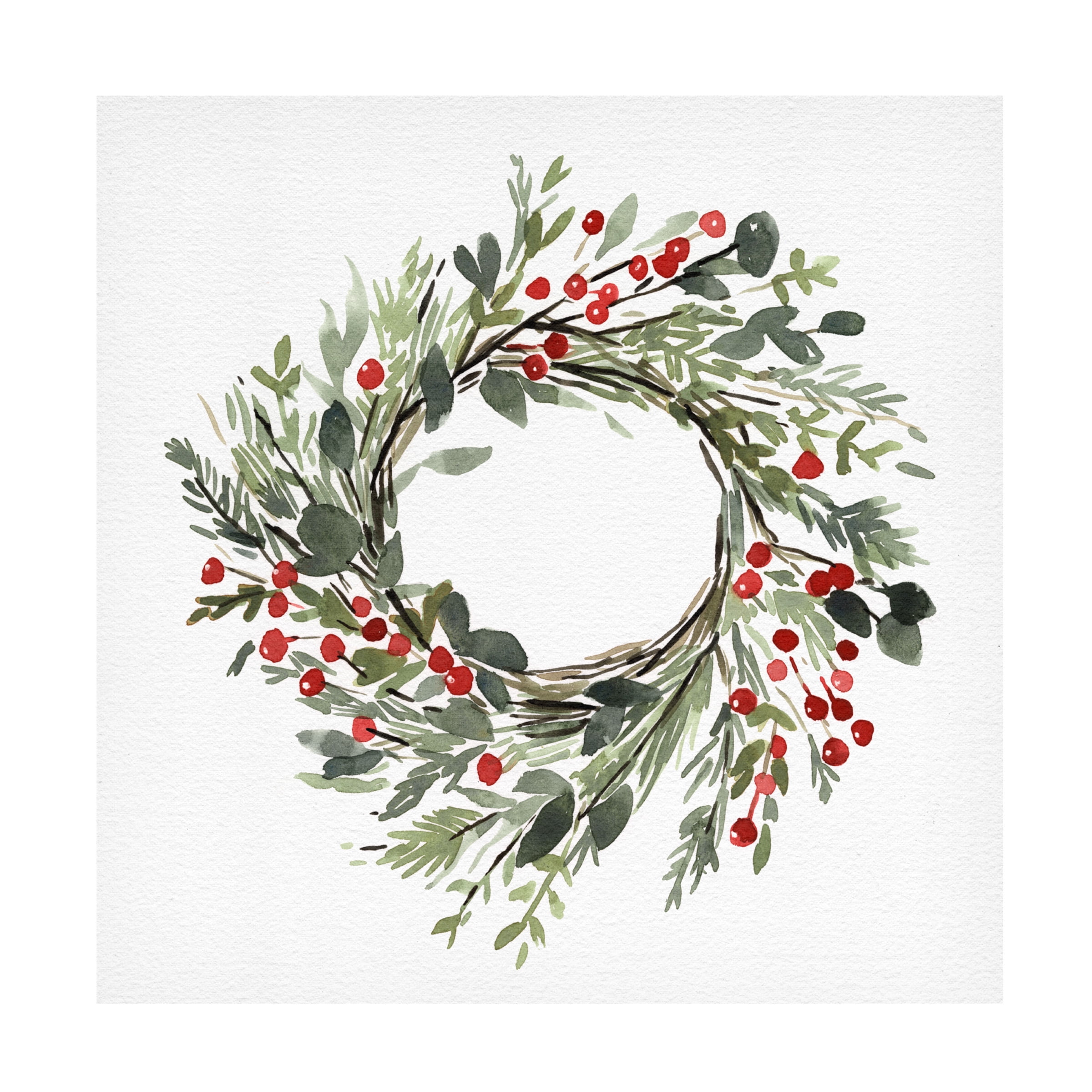 Free Shipping! Trademark Fine Art Emma Caroline Holly Farmhouse Wreath ...