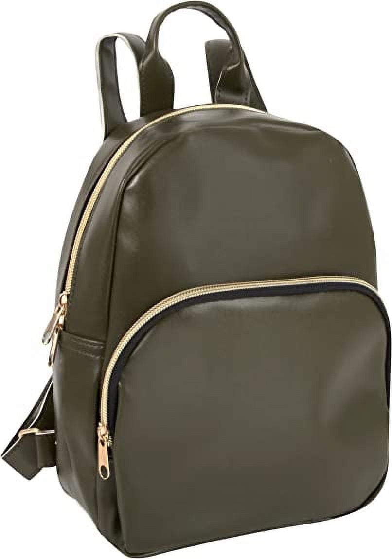 Emma & Chloe Mini Vegan Leather Faux Backpack with Front Zippered ...