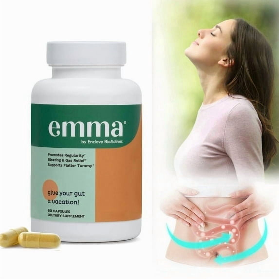 Emma Daily Digestive Supplement Capsules for Pooping - 1 Pack 60 Capsules - Walmart.com