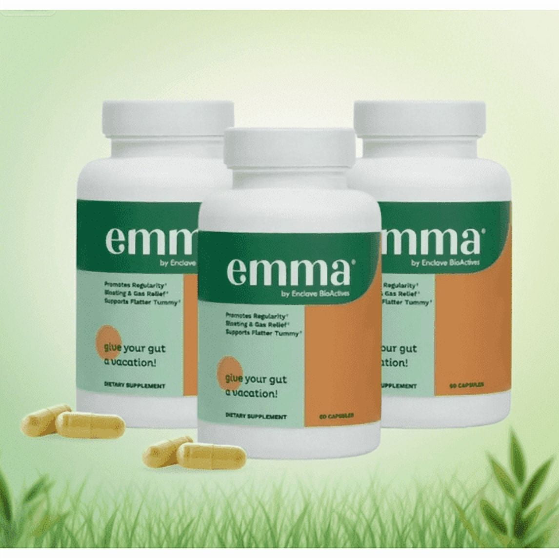 Emma Gas & Bloating Aid – 60 Caps Each – Constipation Support, Leaky ...