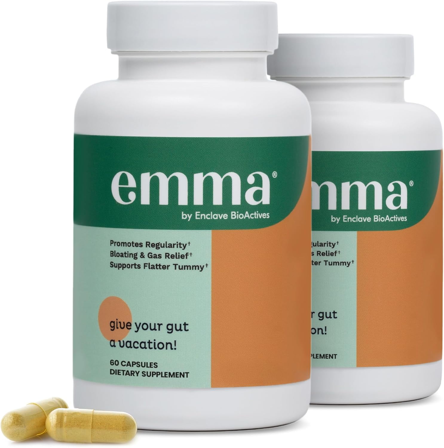 Emma Gut Health 2 Pack 60 Capsules: Reduces Bloating, Magnesium ...