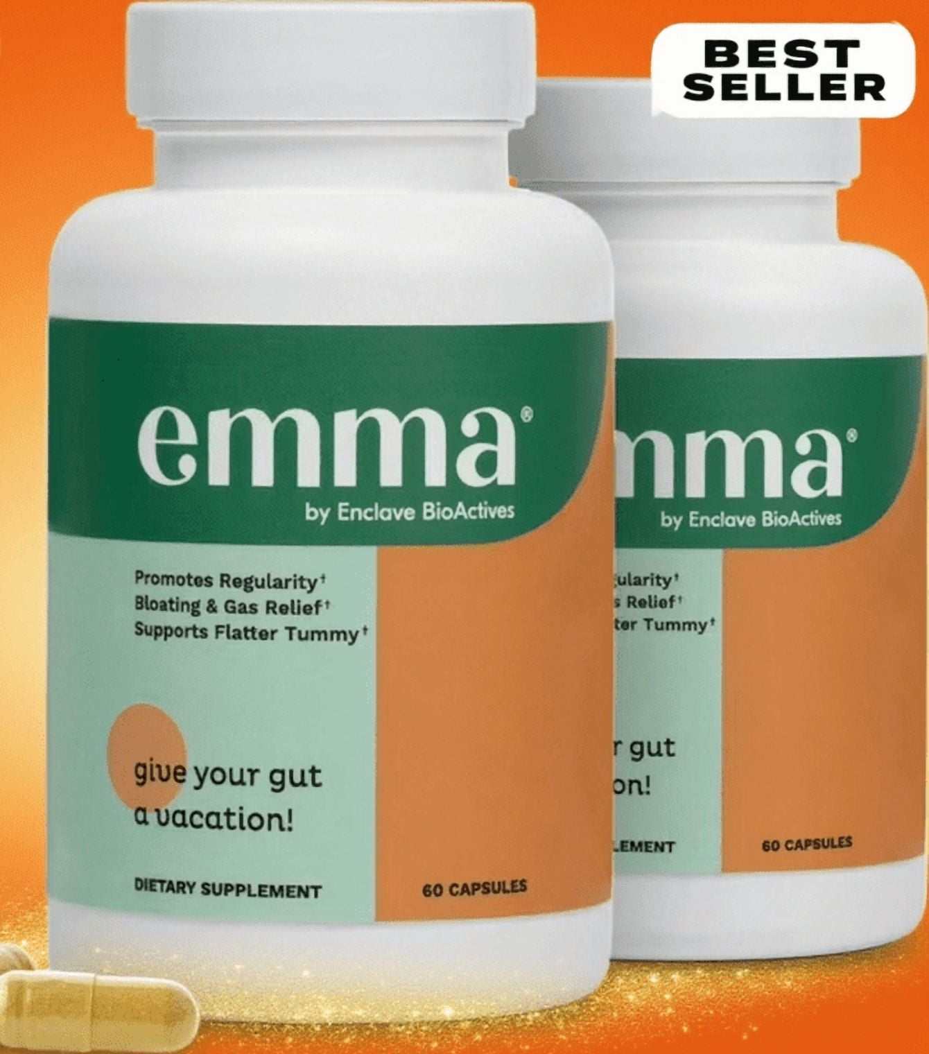 Emma Gut Health Supplement - 2 Pack, 60 Count - Relieves Bloating ...