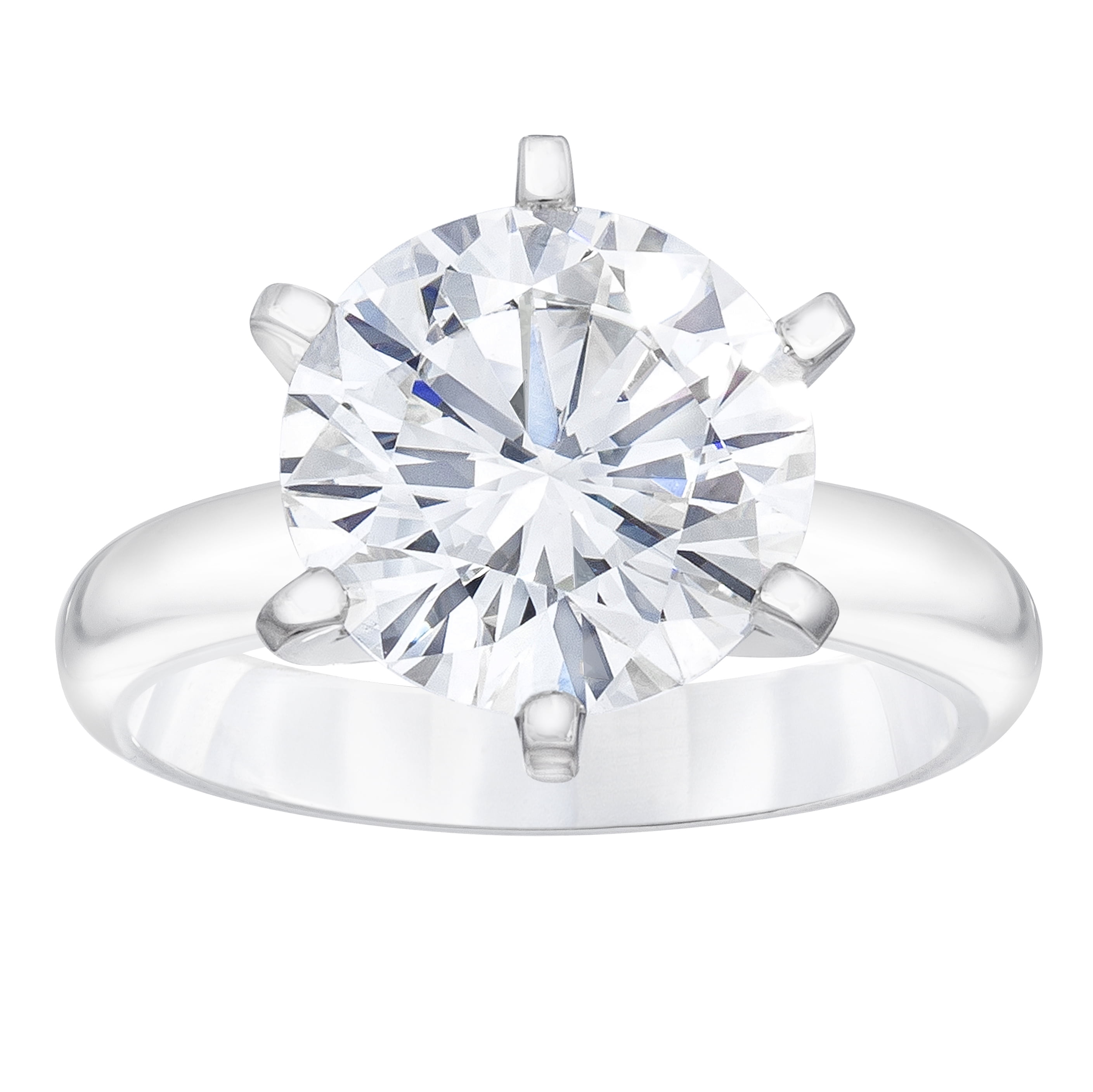 Emma Jewelry Round-Cut Diamond Engagement Ring, 4.01 Ct, 18K White Gold ...