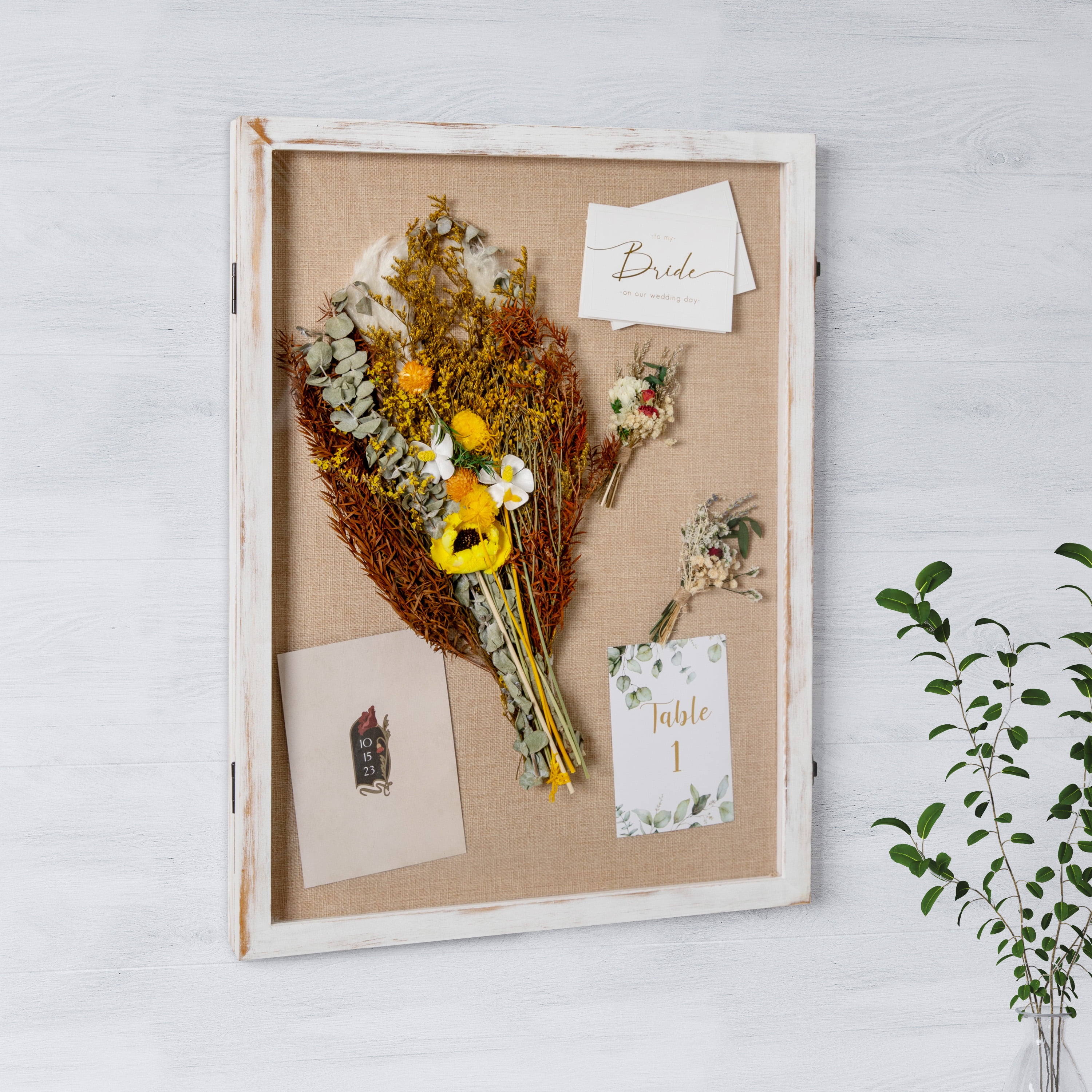 Emma + Oliver 18x24 Shadow Box Display Case with Linen Liner, 8 Push ...