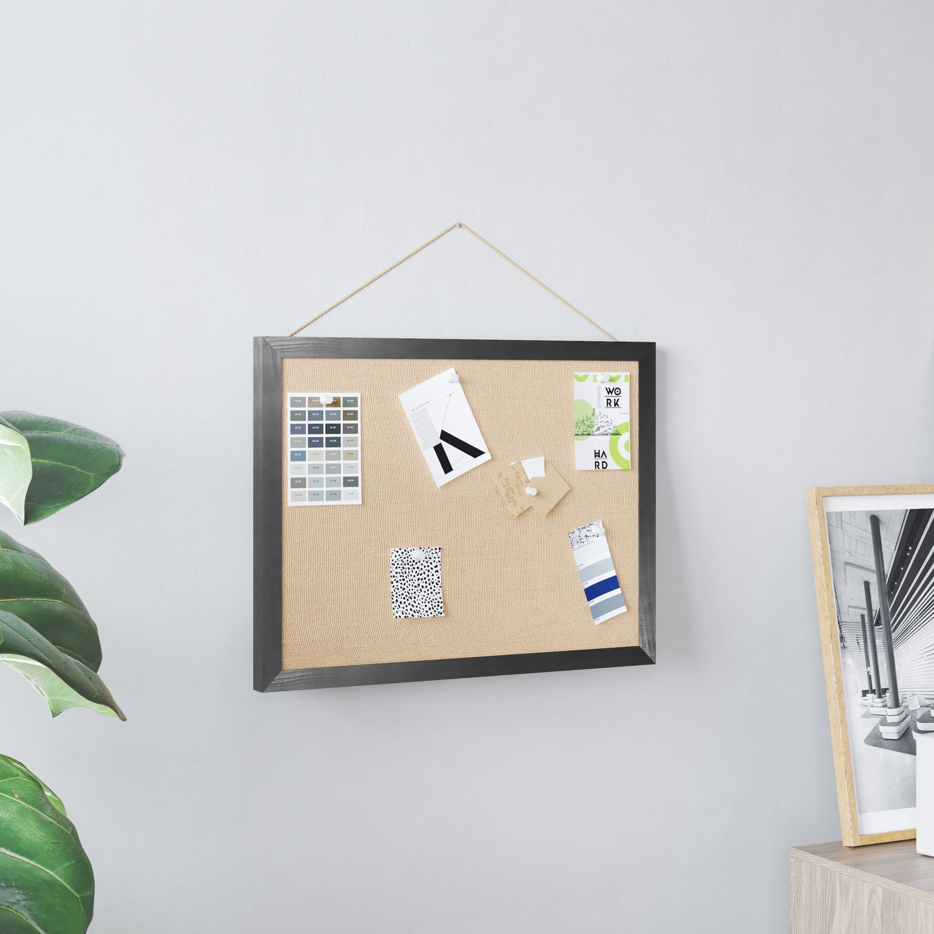 Emma + Oliver 18x24 Wall Mount Linen Board with 6 Wooden Push Pins in ...
