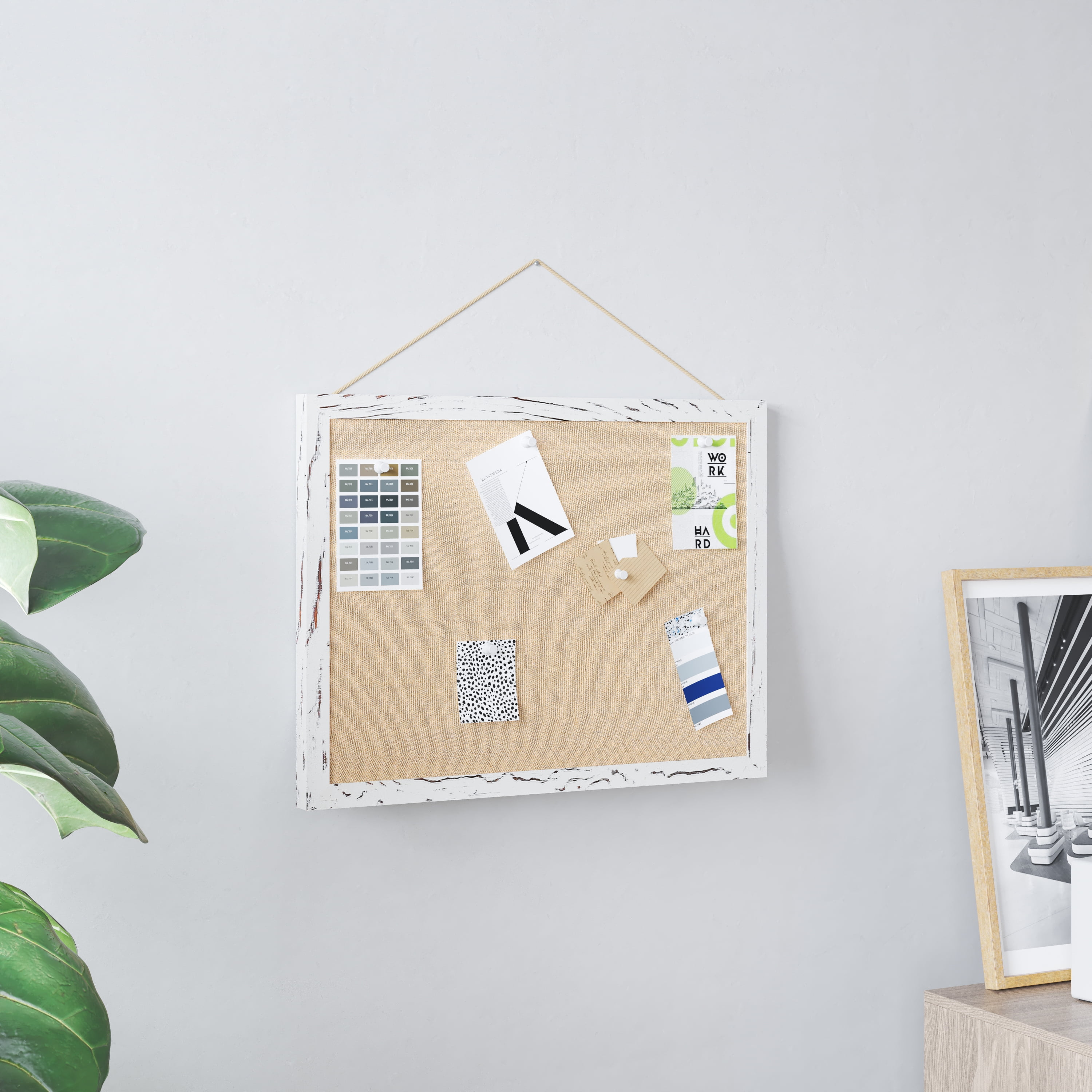 Emma + Oliver 18x24 Wall Mount Linen Board with 6 Wooden Push Pins in ...