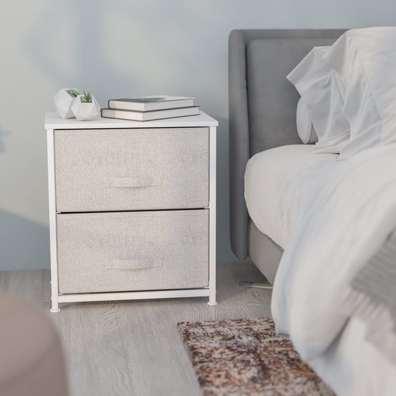 Emma + Oliver 2 Drawer Storage Stand with White Wood Top & Light Gray ...