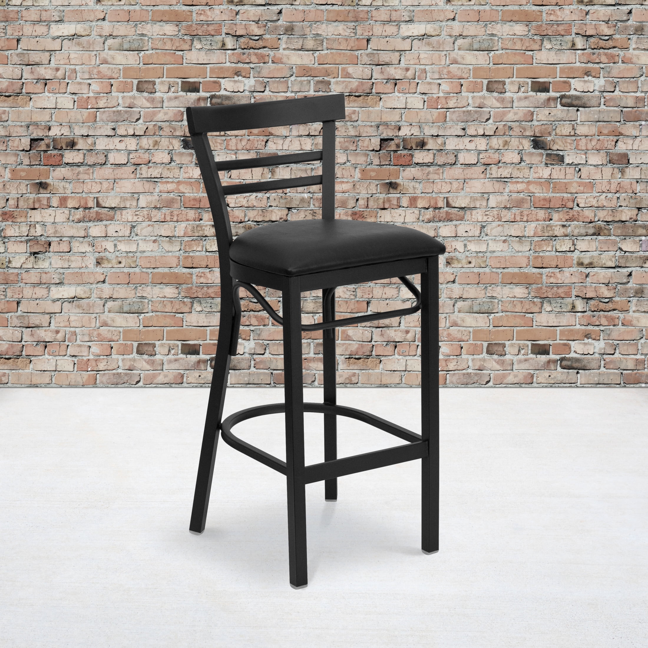 Emma + Oliver 2 Pack Black Two-Slat Ladder Back Metal Restaurant ...
