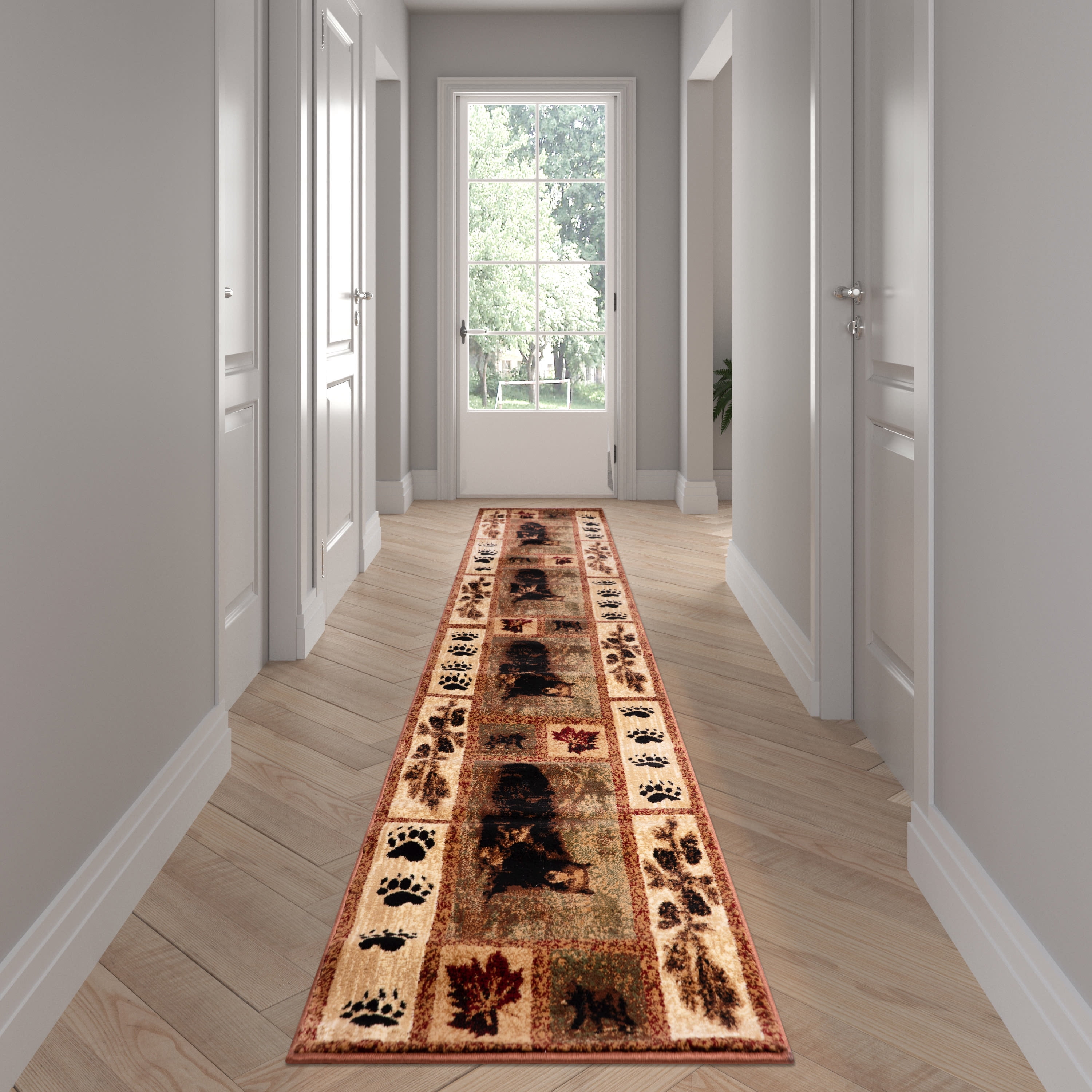 Emma + Oliver 2'x11' Accent Rug with Mother Brown Bear and 2 Cubs ...