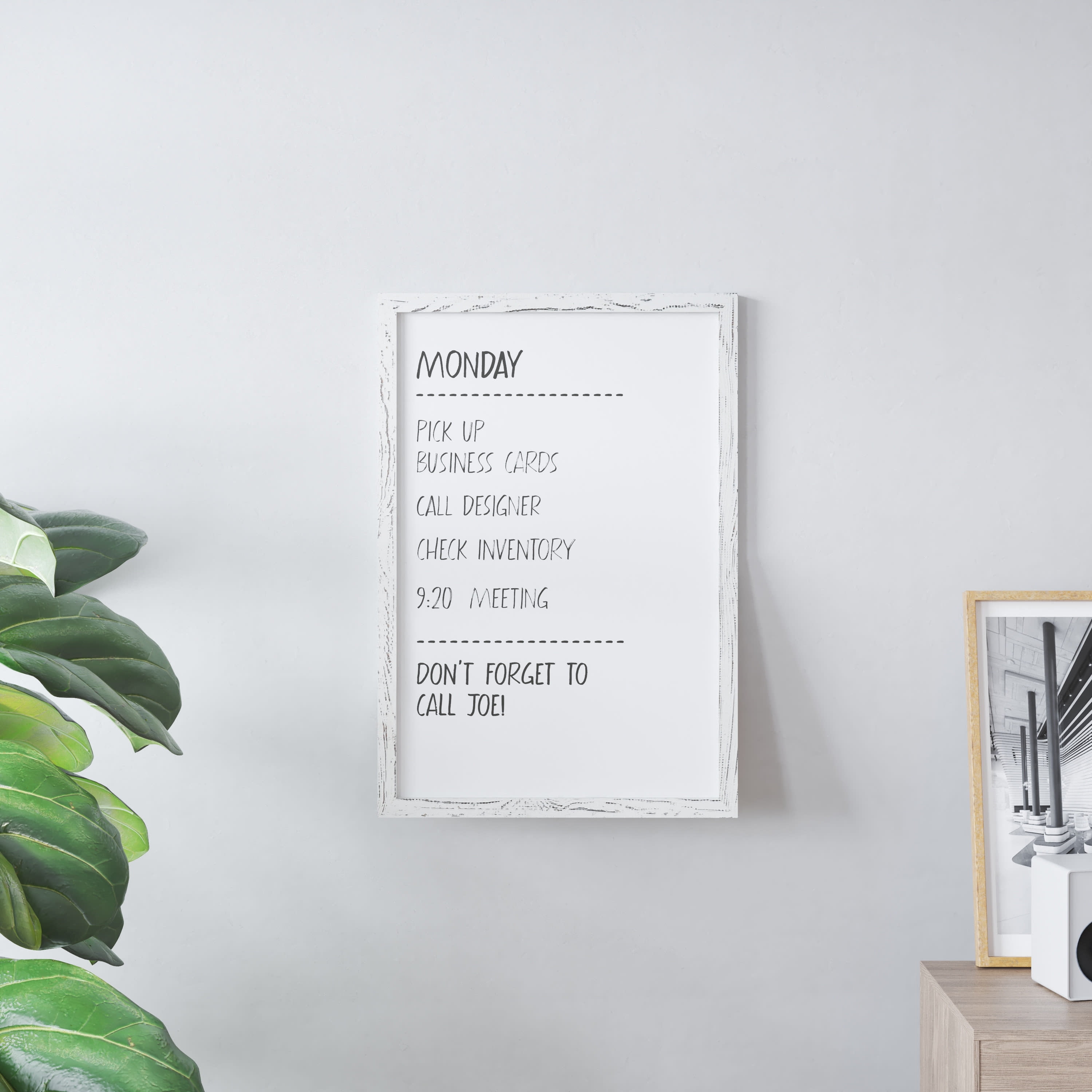 Emma + Oliver 20x30 Rustic Wall Mount White Board with Dry Erase Marker ...