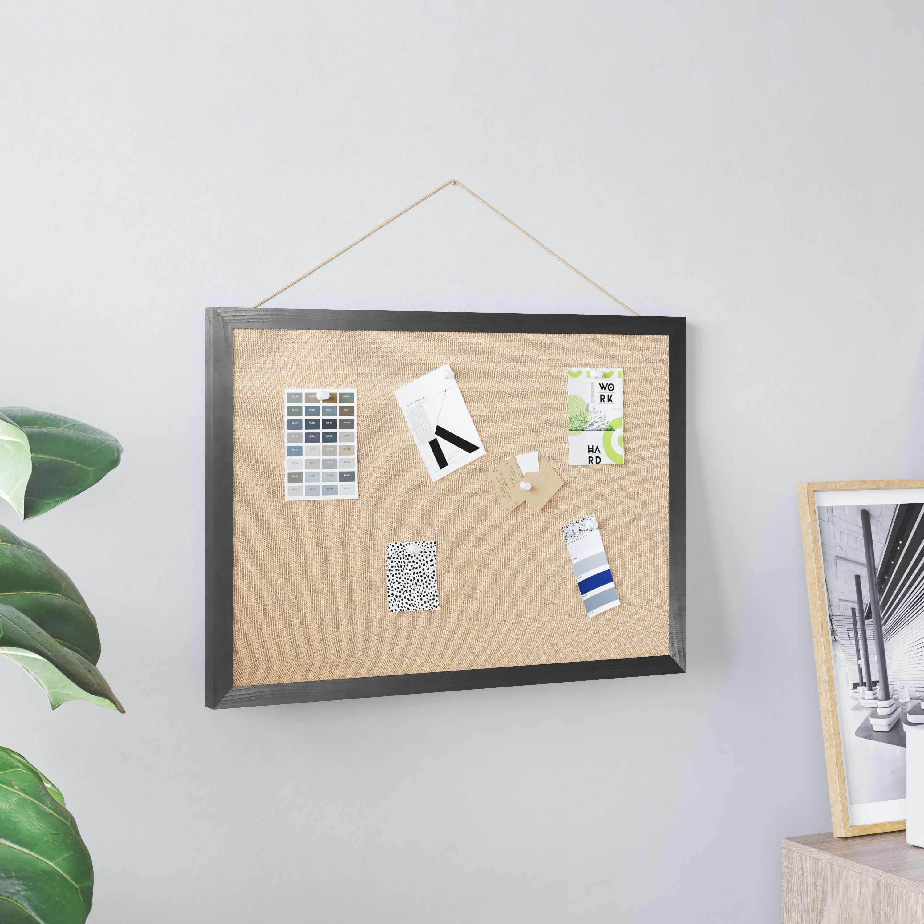 Emma + Oliver 20x30 Wall Mount Linen Board with 6 Wooden Push Pins in ...