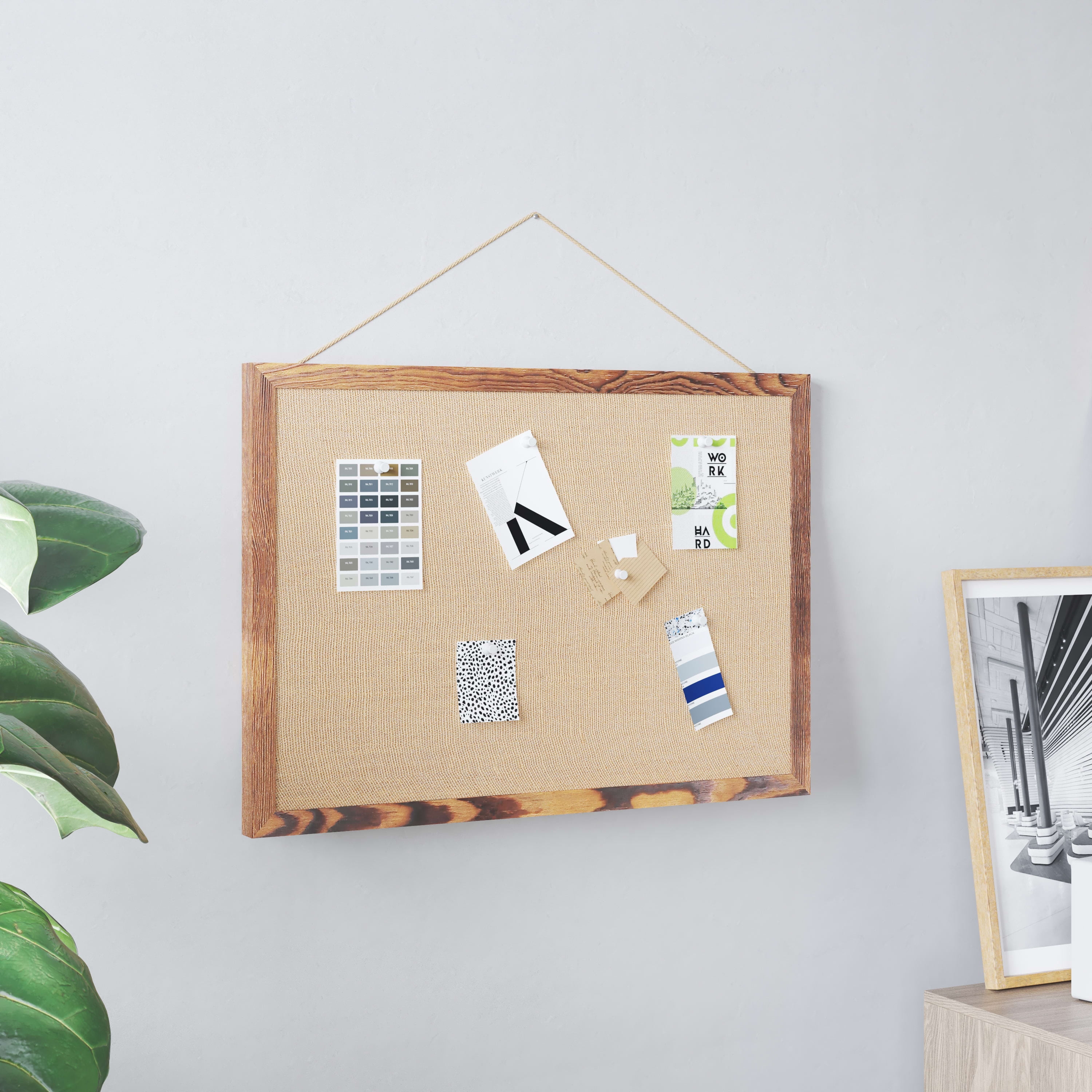 Emma + Oliver 20x30 Wall Mount Linen Board with 6 Wooden Push Pins in ...