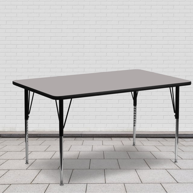 Emma + Oliver Classroom Kids Adjustable Height School Desk, 24x60 Grey ...