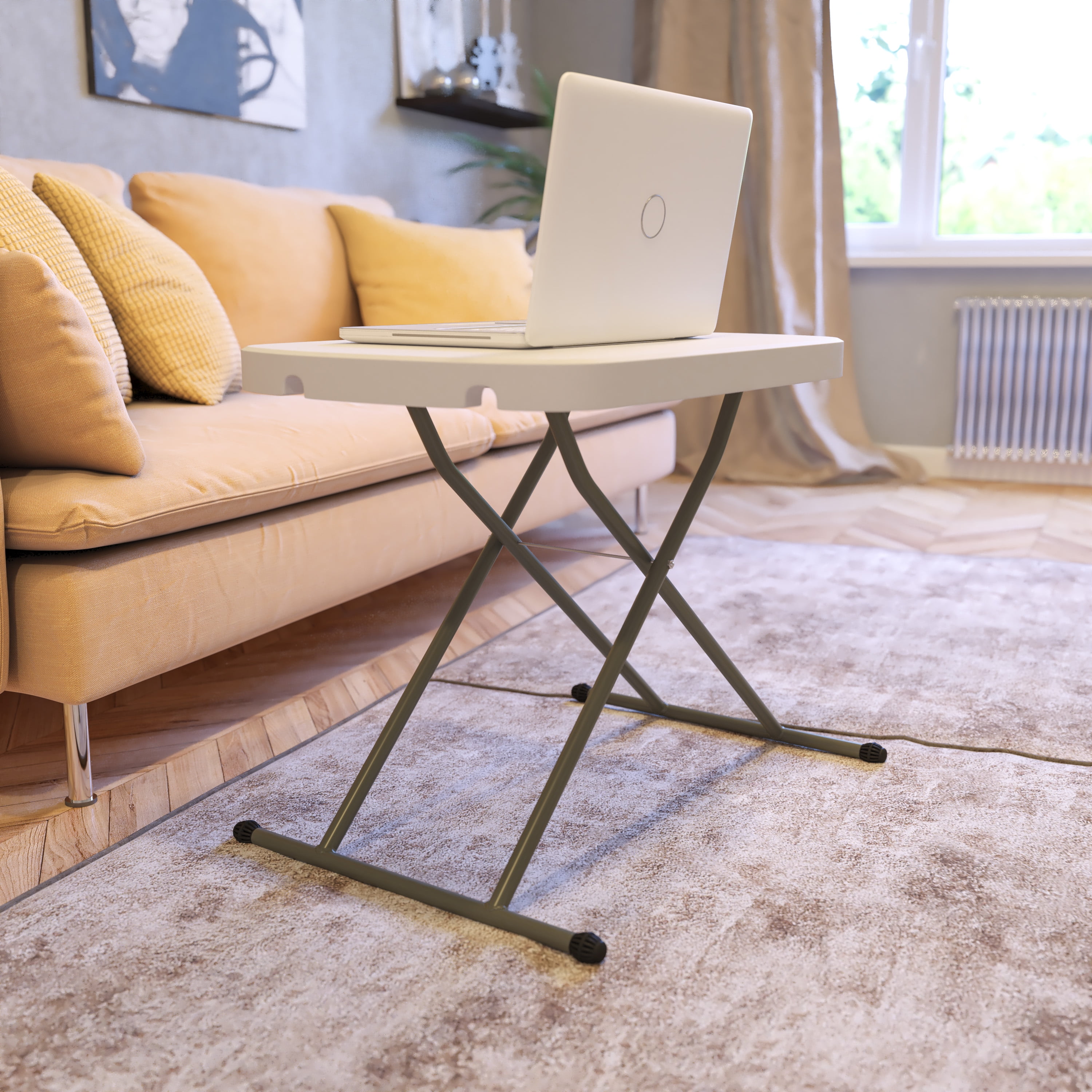 Emma + Oliver 26 Inch Height Adjustable Plastic Folding TV Tray/Laptop ...