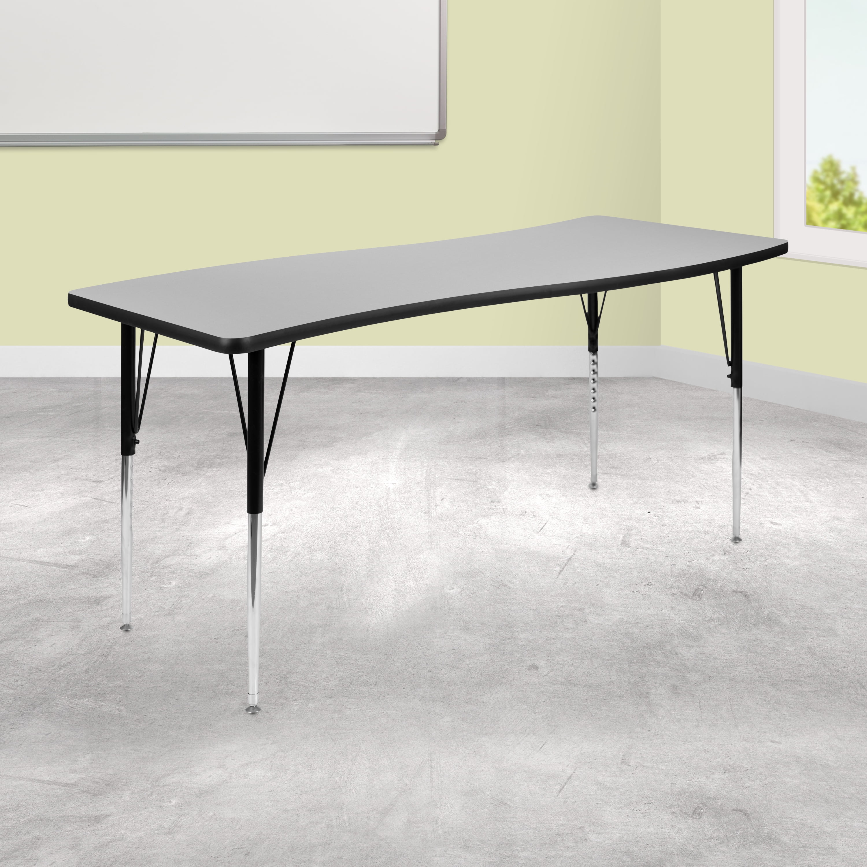 Emma + Oliver 26"W x 60"L Rectangular Wave Flexible Collaborative Grey ...