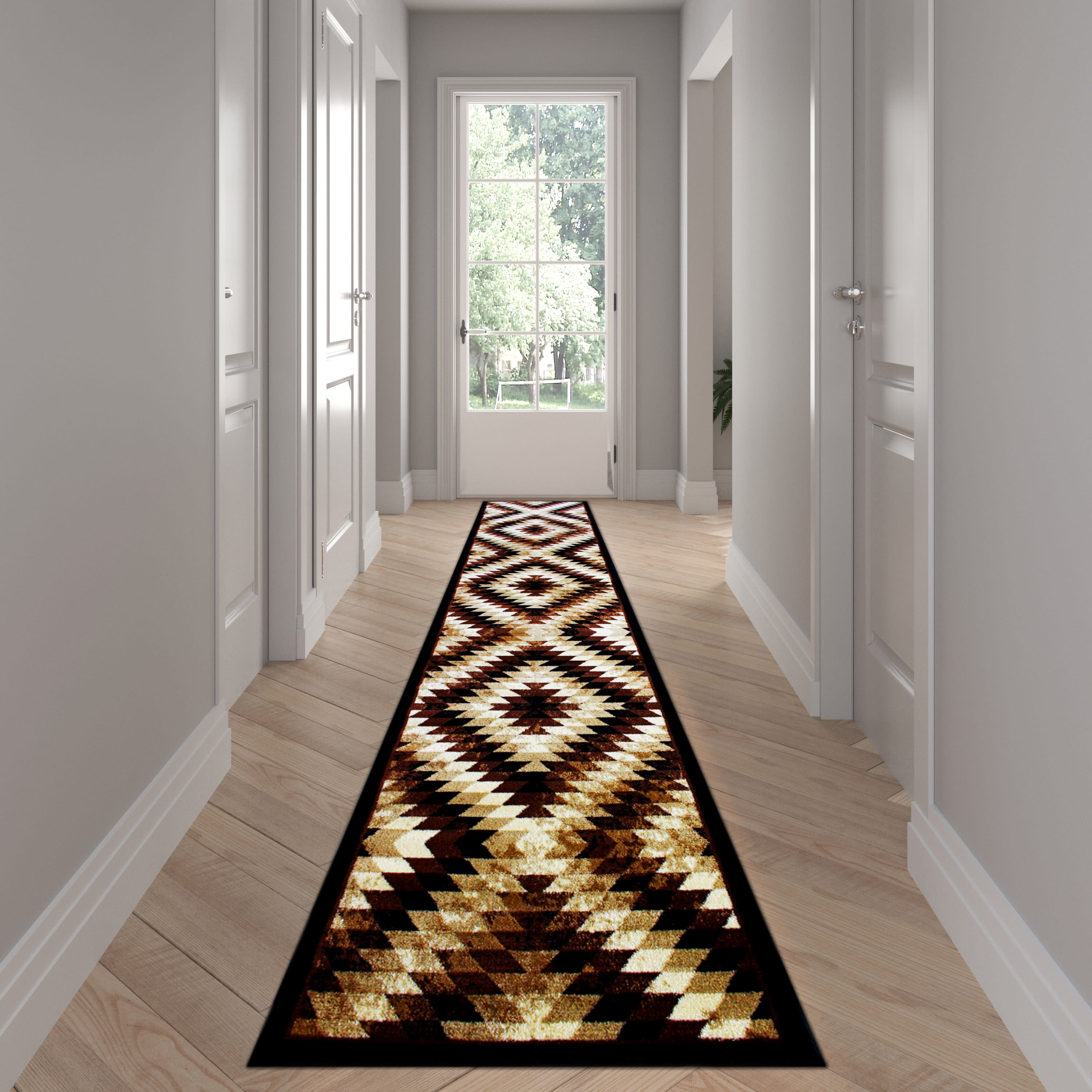 Emma + Oliver 2x11 Distressed Southwestern Diamond Motif Plush Pile ...