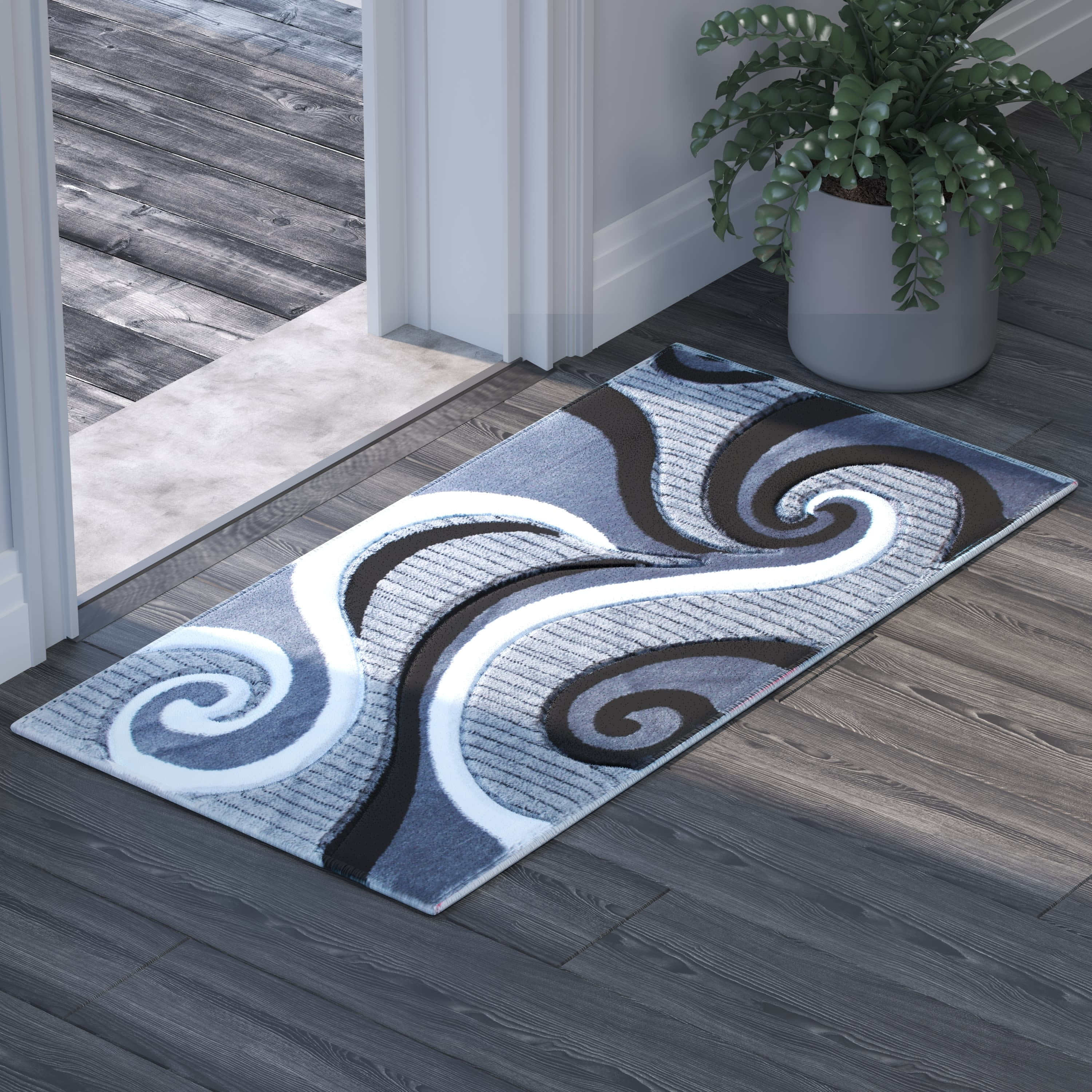 Emma + Oliver 2x3 Accent Rug with Modern 3D Sculpted Swirl Pattern and ...