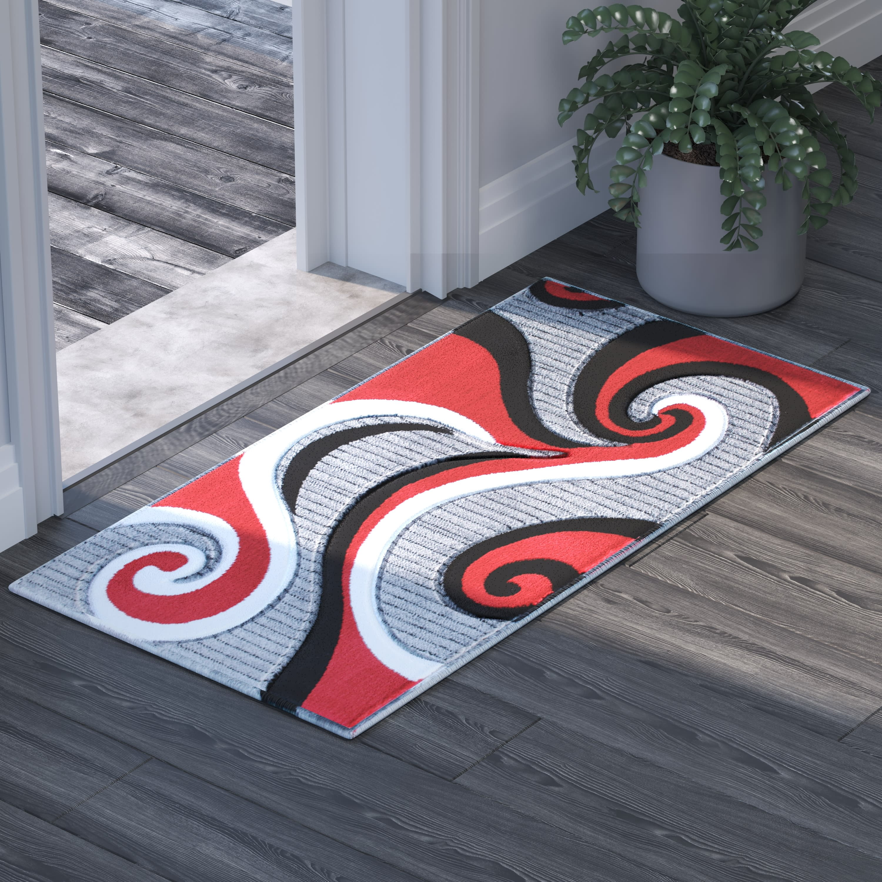 Emma + Oliver 2x3 Accent Rug with Modern 3D Sculpted Swirl Pattern and ...