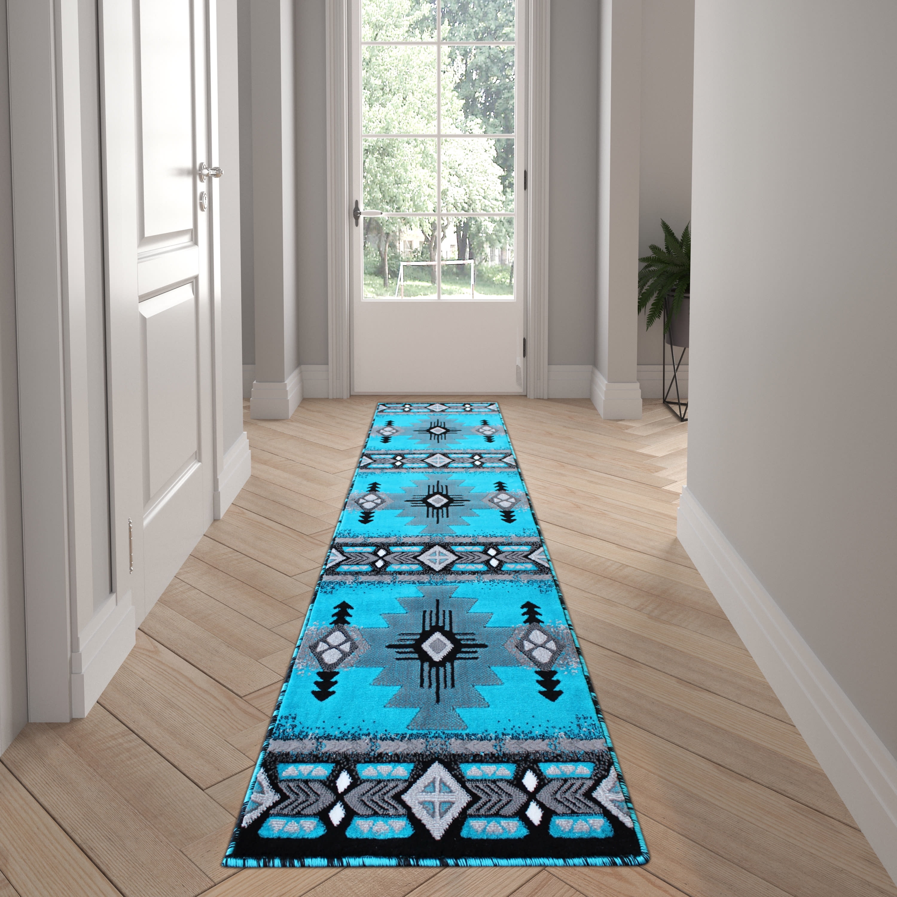 Emma + Oliver 2x3 Contemporary Abstract Geometric Olefin Accent Rug in ...