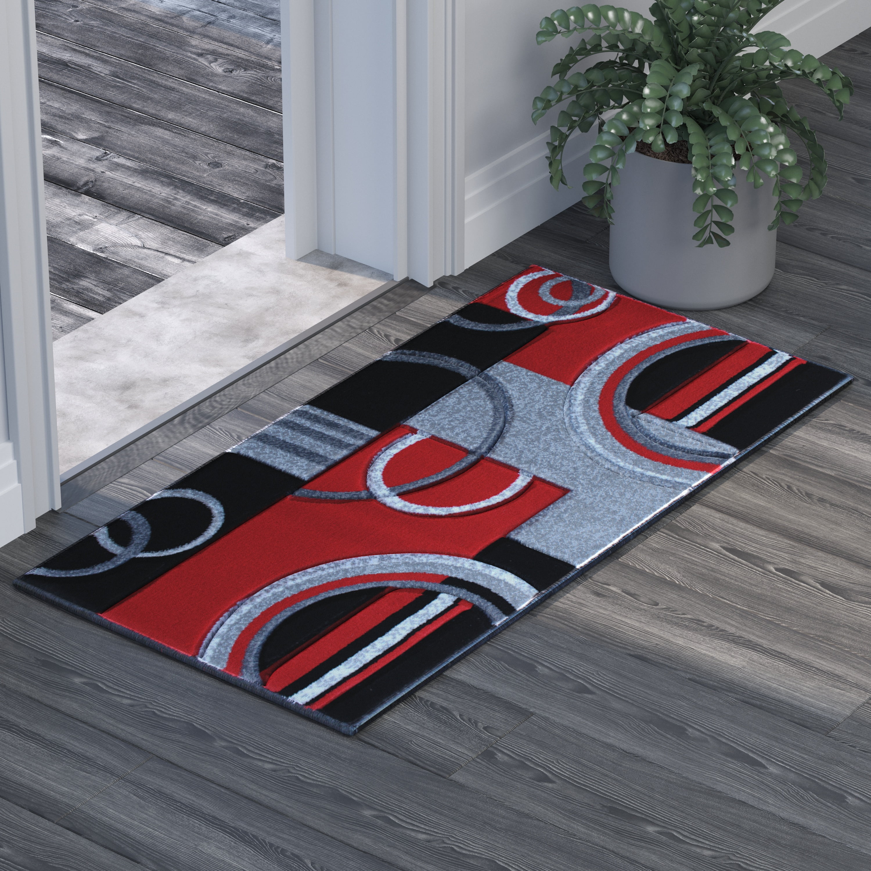 Emma + Oliver 2x3 Olefin Accent Rug with Modern Geometric Pattern in ...