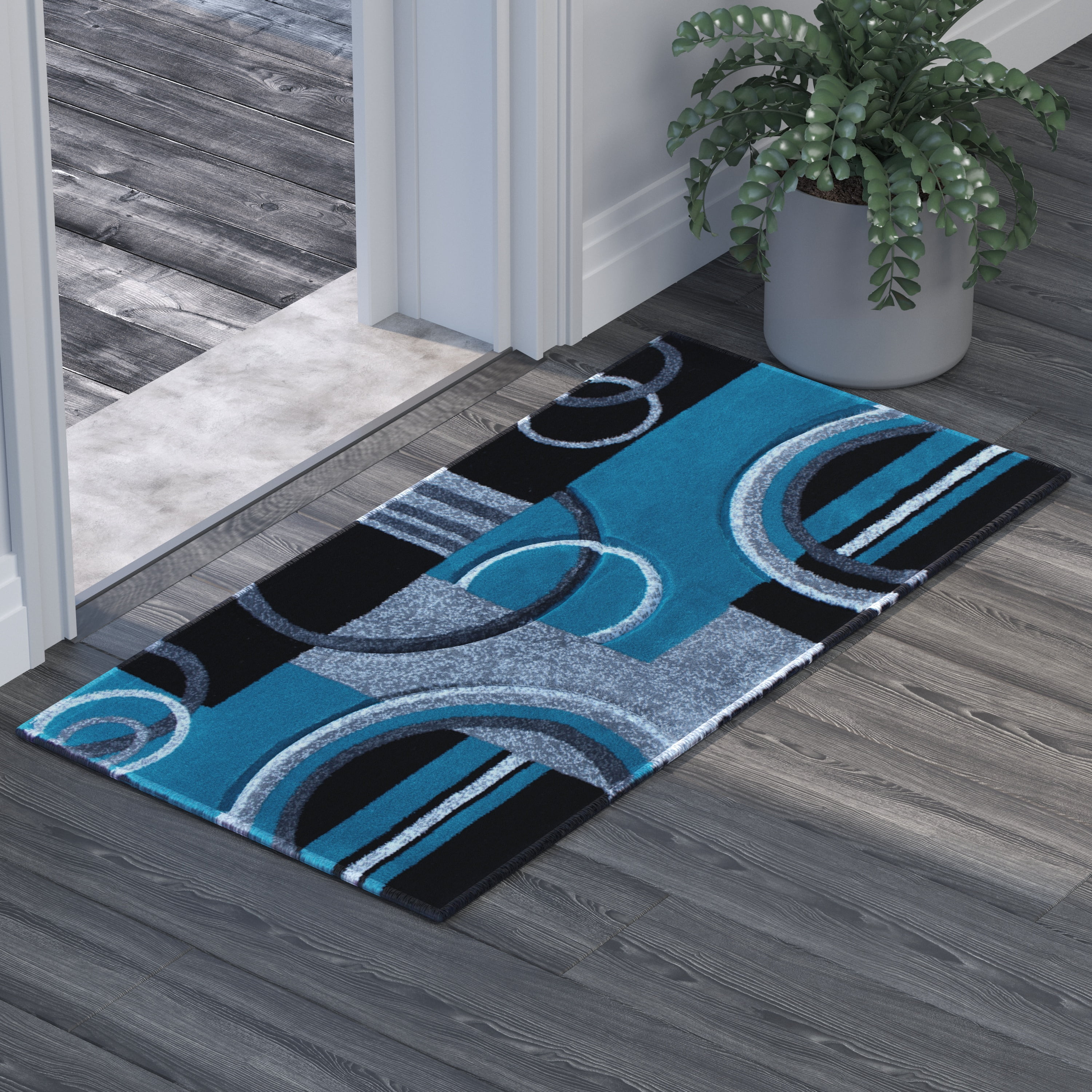 Emma + Oliver 2x3 Olefin Accent Rug with Modern Geometric Pattern in ...