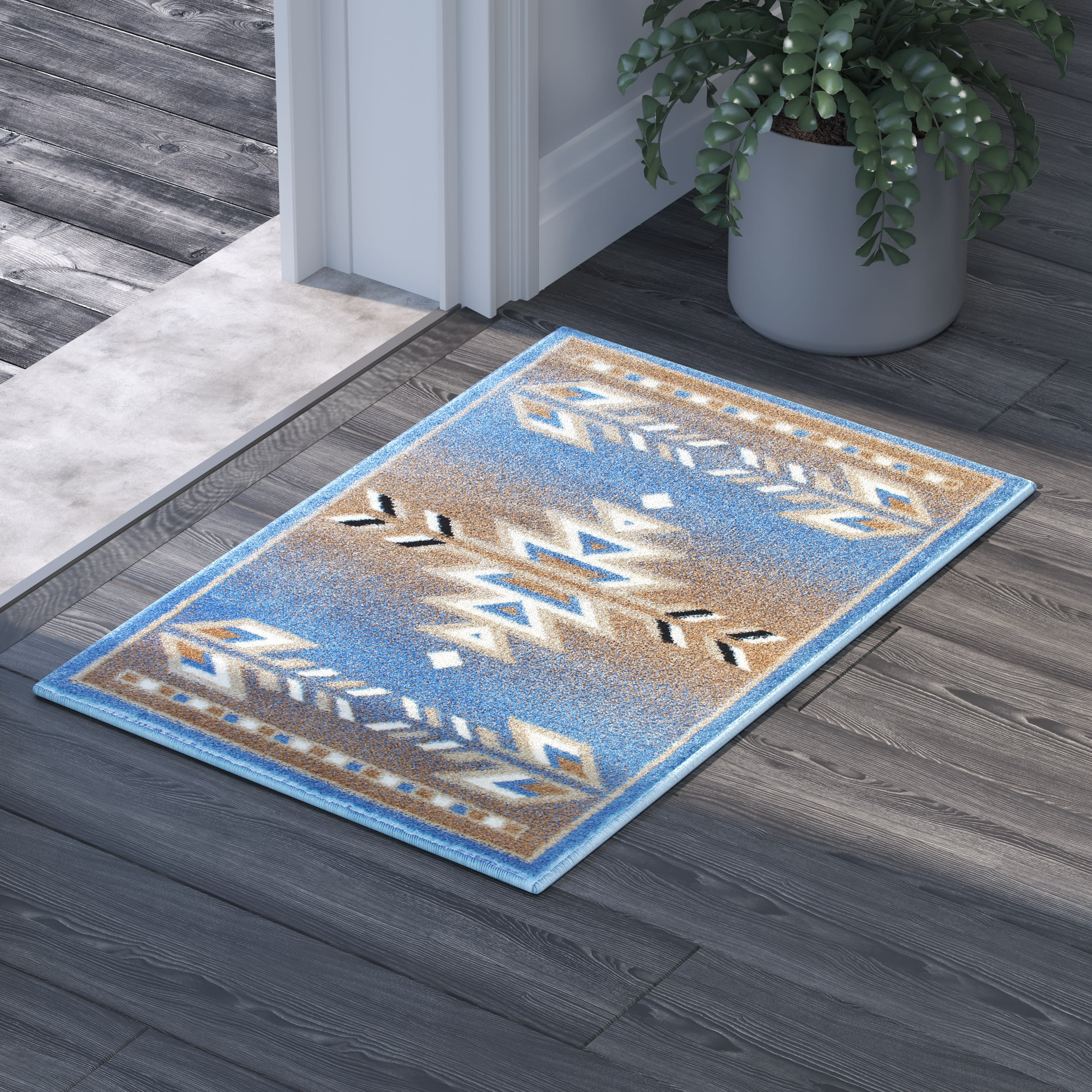 Emma + Oliver 2x3 Olefin Accent Rug with Southwestern Geometric Arrow ...