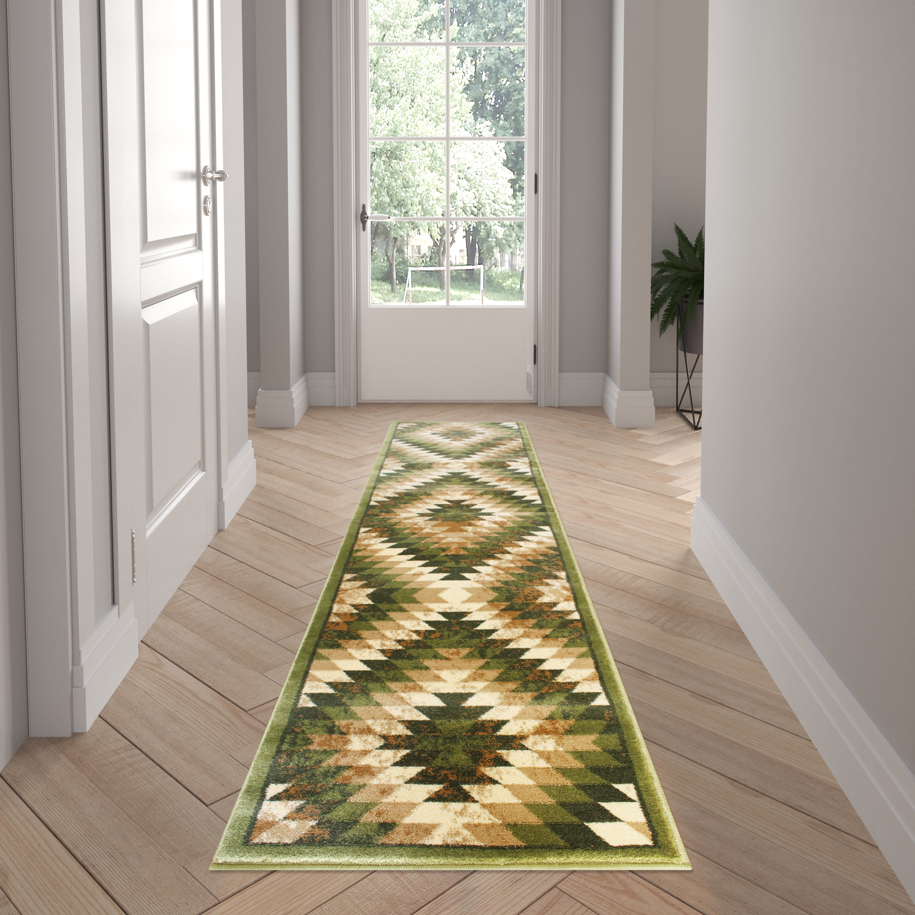 Emma + Oliver 2x7 Distressed Southwestern Diamond Motif Plush Pile ...