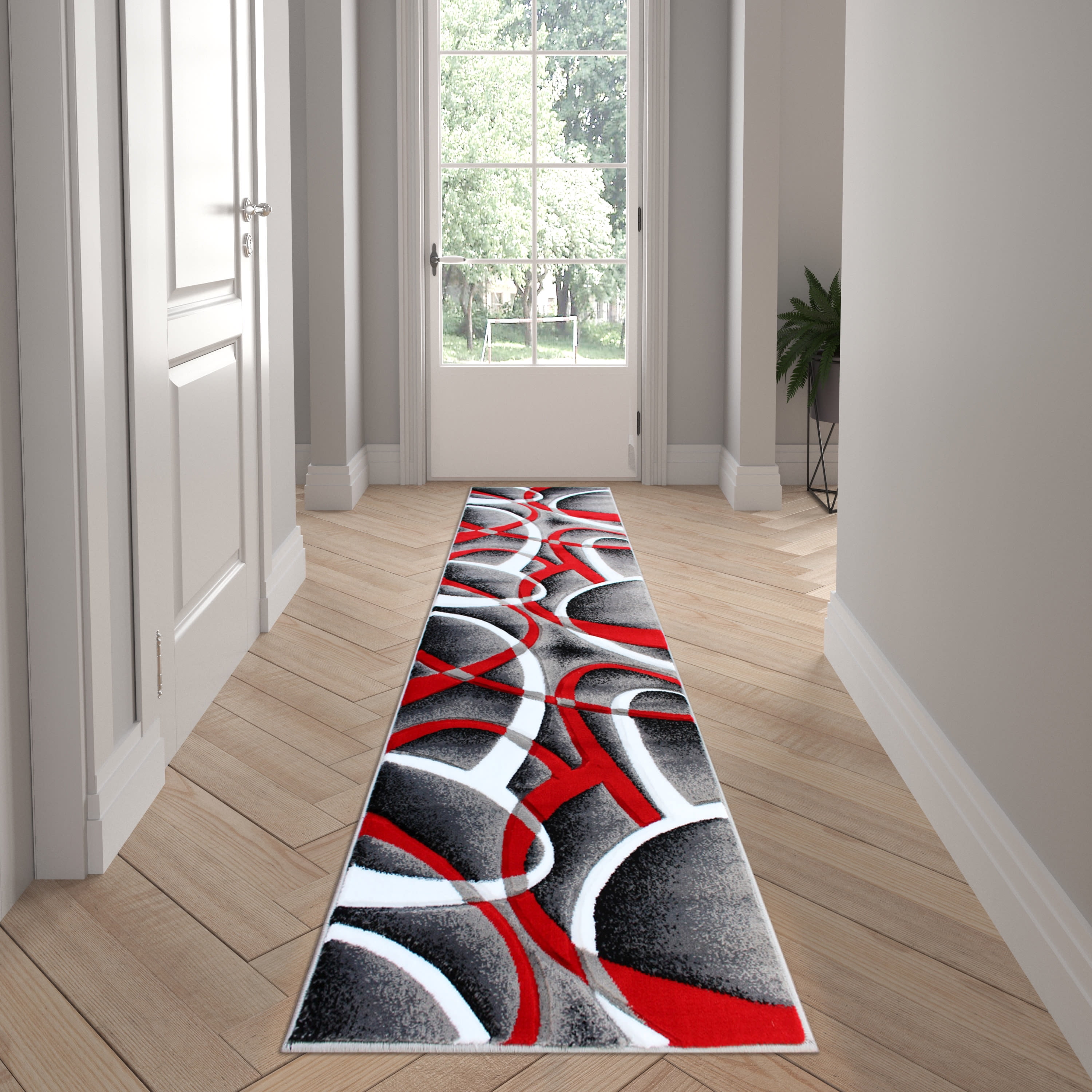 Emma + Oliver 2x7 Olefin Accent Rug with 3D Sculpted Intersecting Arch ...
