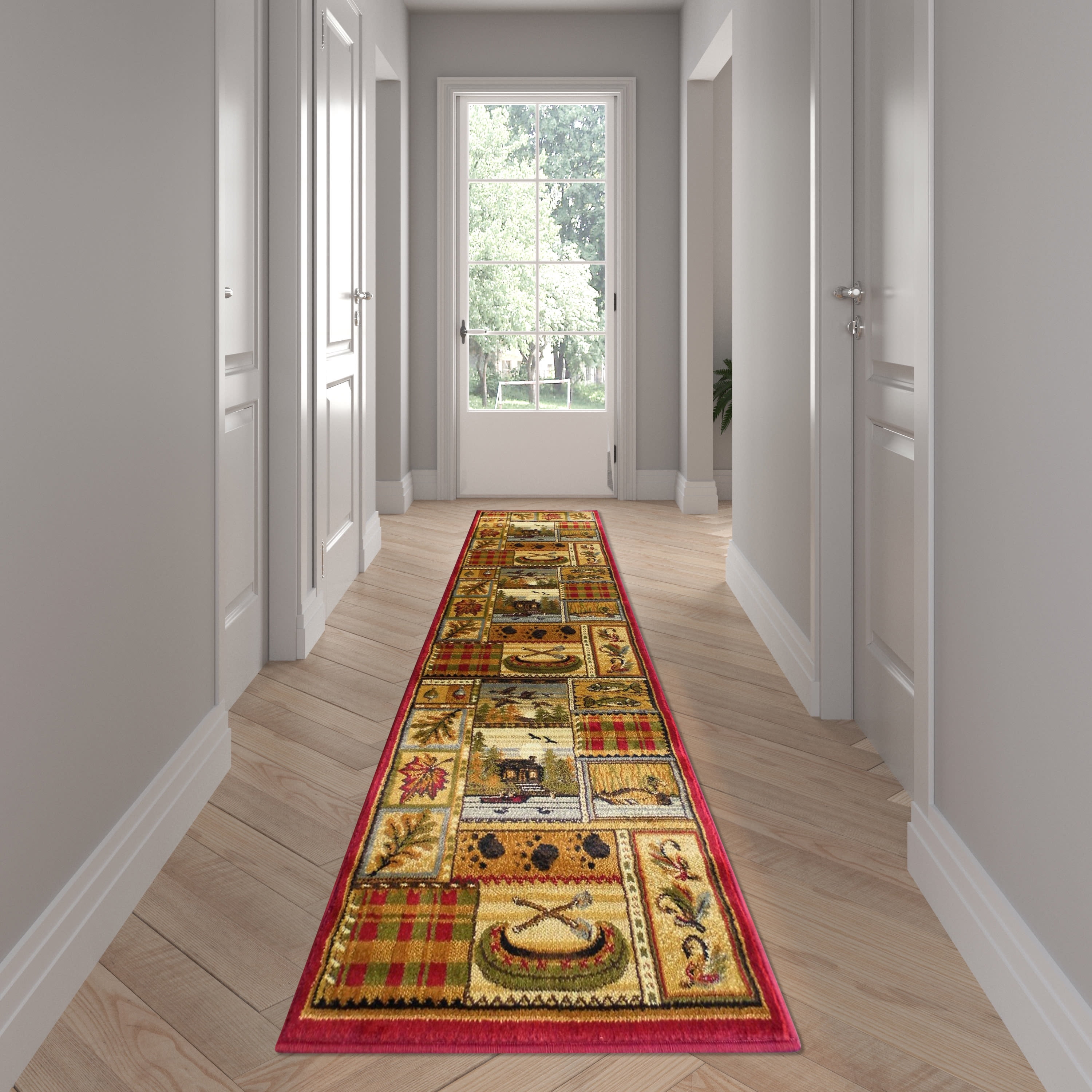 Emma + Oliver 2x7 Rustic Lodge Accent Rug with Vivid, Full Color Nature ...
