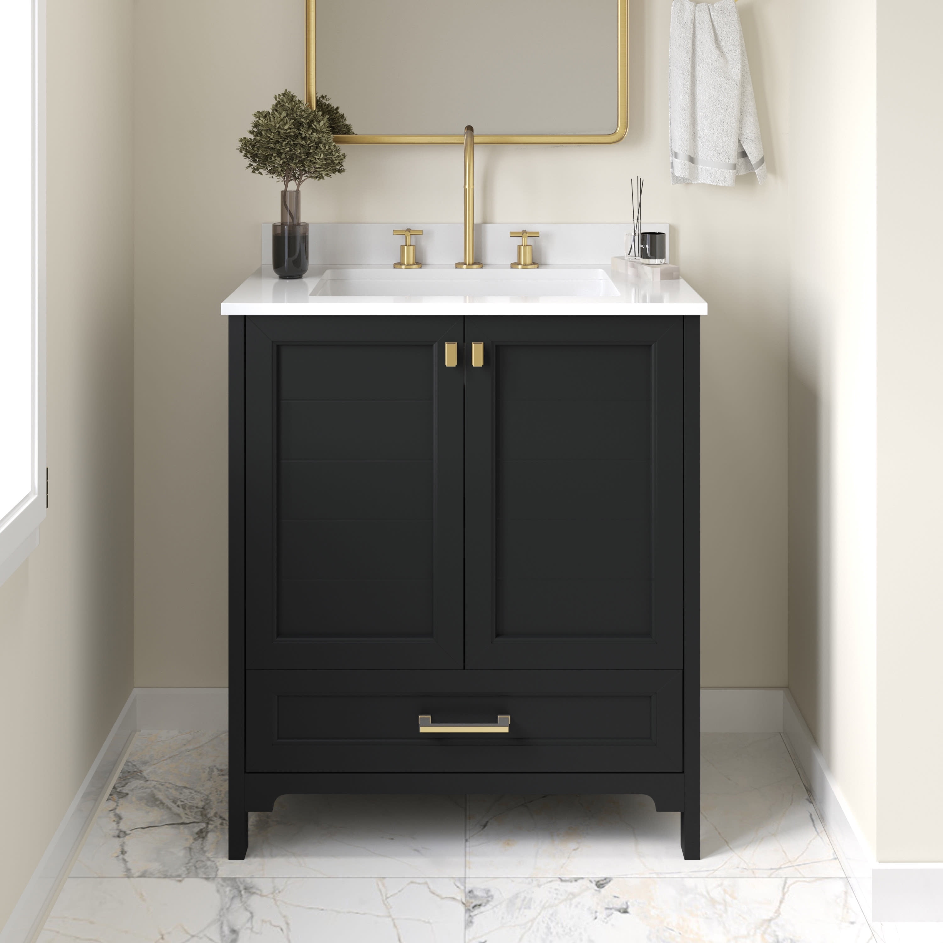 Emma + Oliver 30 Inch Bathroom Vanity, Single Sink Cabinet with 2 Soft ...