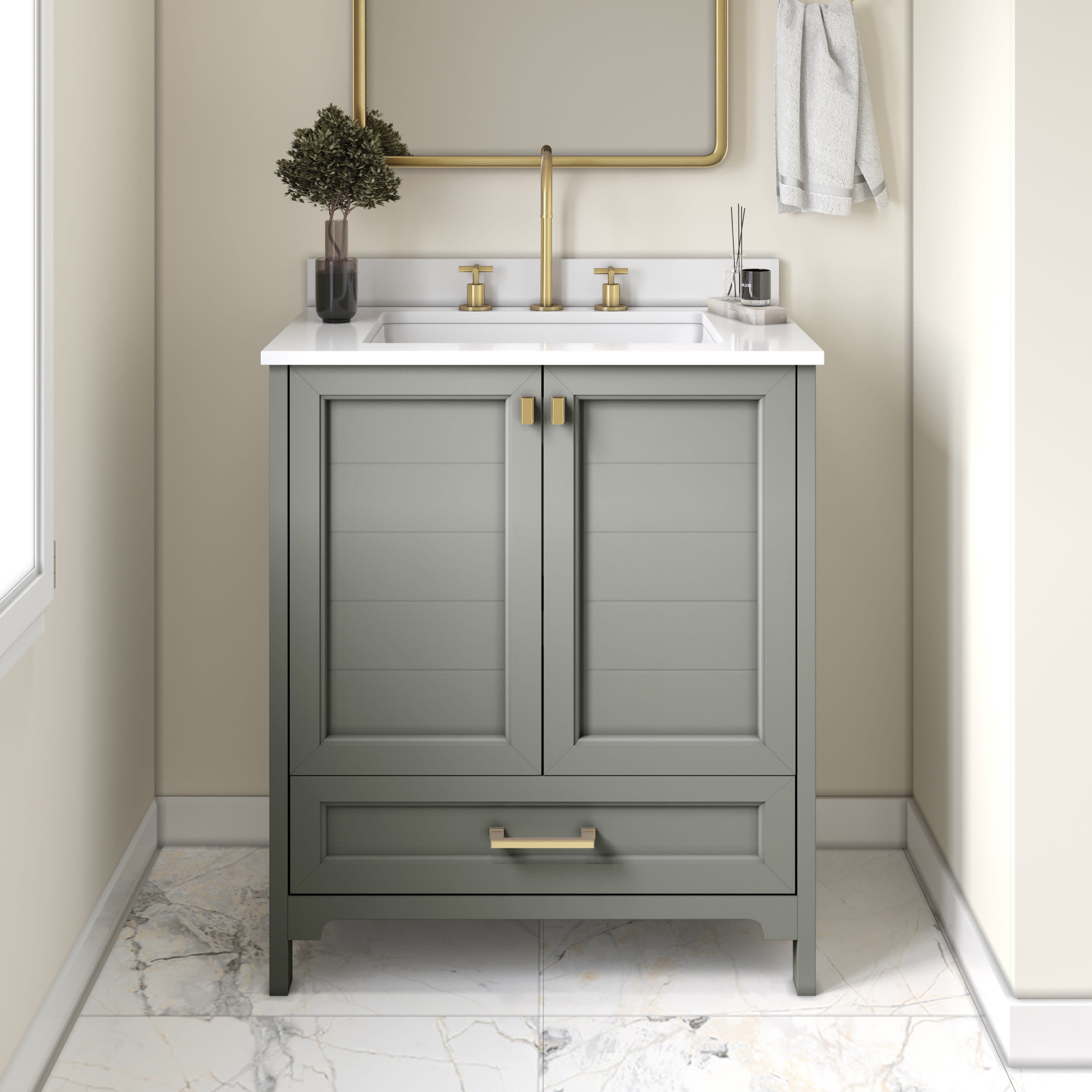 Emma + Oliver 30 Inch Bathroom Vanity, Single Sink Cabinet with 2 Soft ...