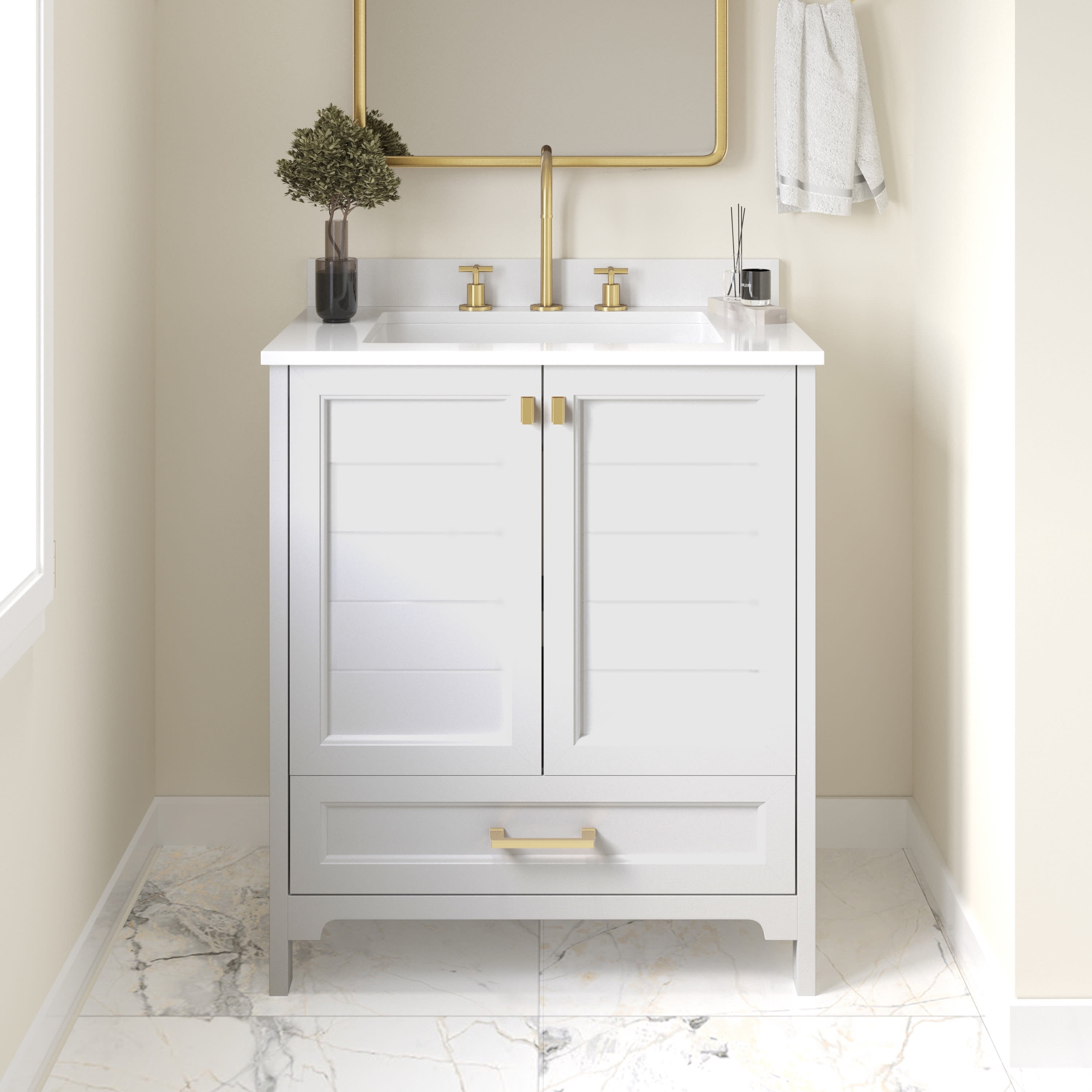 Emma + Oliver 30 Inch Bathroom Vanity, Single Sink Cabinet with 2 Soft ...