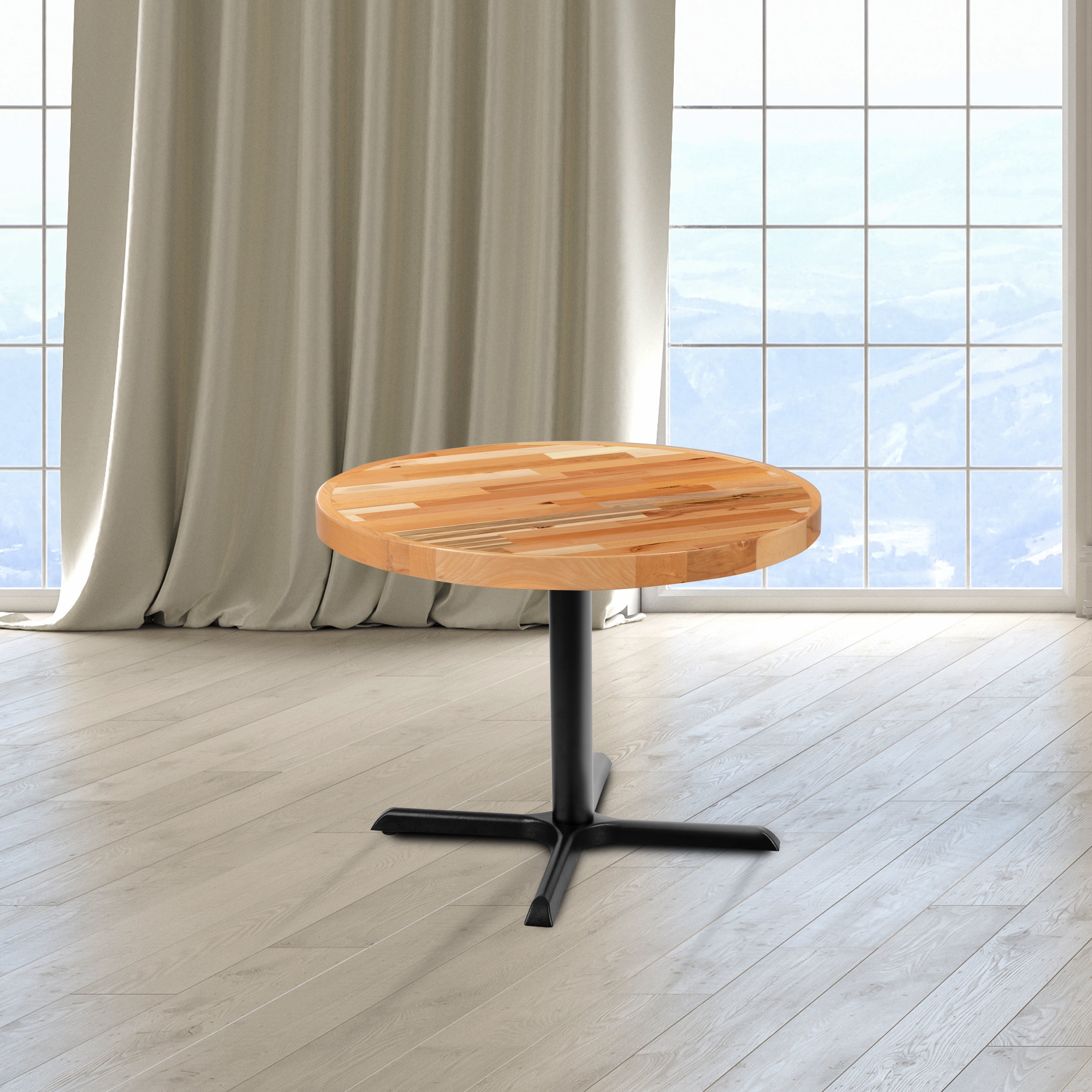 Emma + Oliver 30" Round Butcher Block Style Table Top - Restaurant ...
