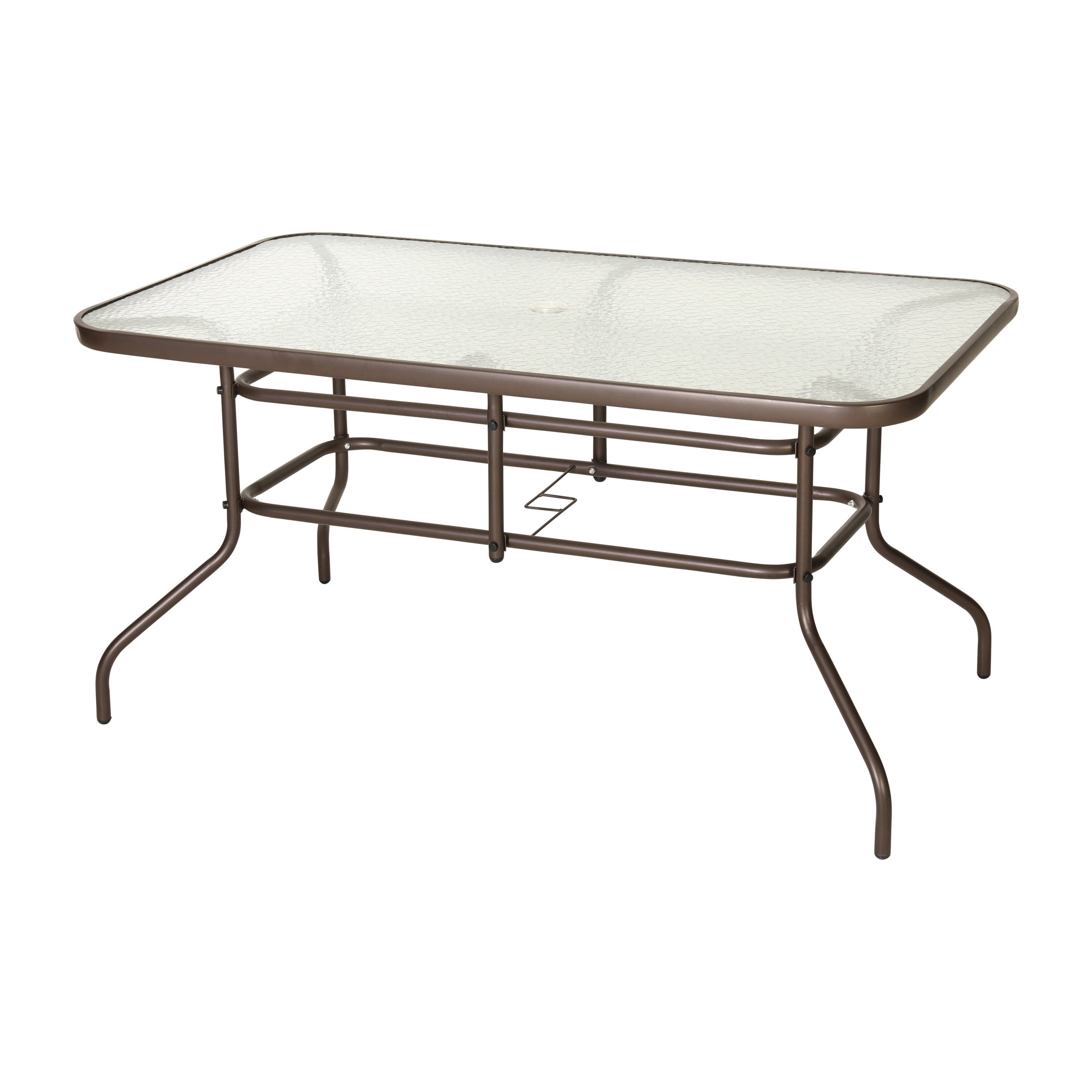 Emma + Oliver 31.5" x 55" Bronze Rectangular Metal Table with Tempered ...