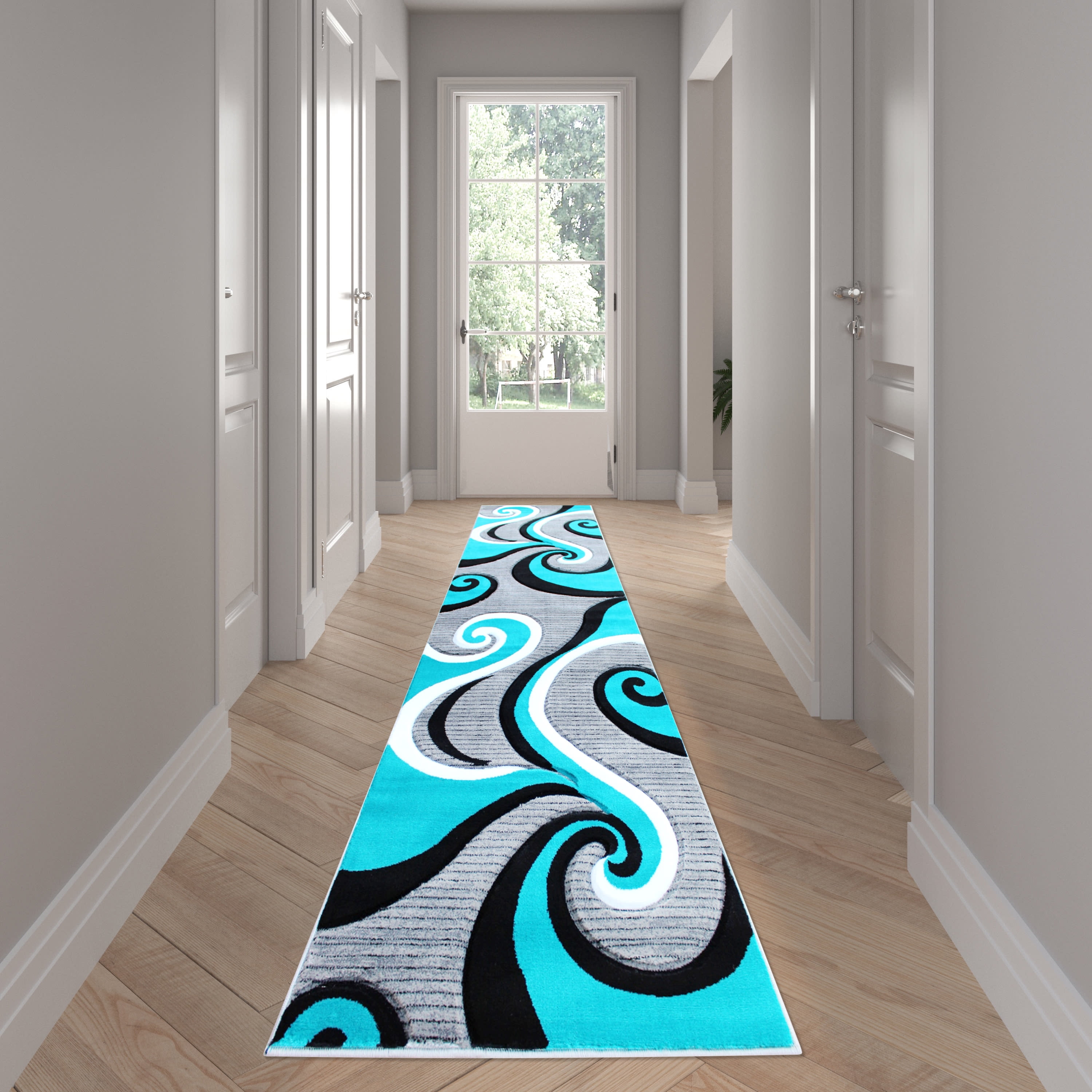 Emma + Oliver 3x10 Accent Rug with Modern 3D Sculpted Swirl Pattern and ...