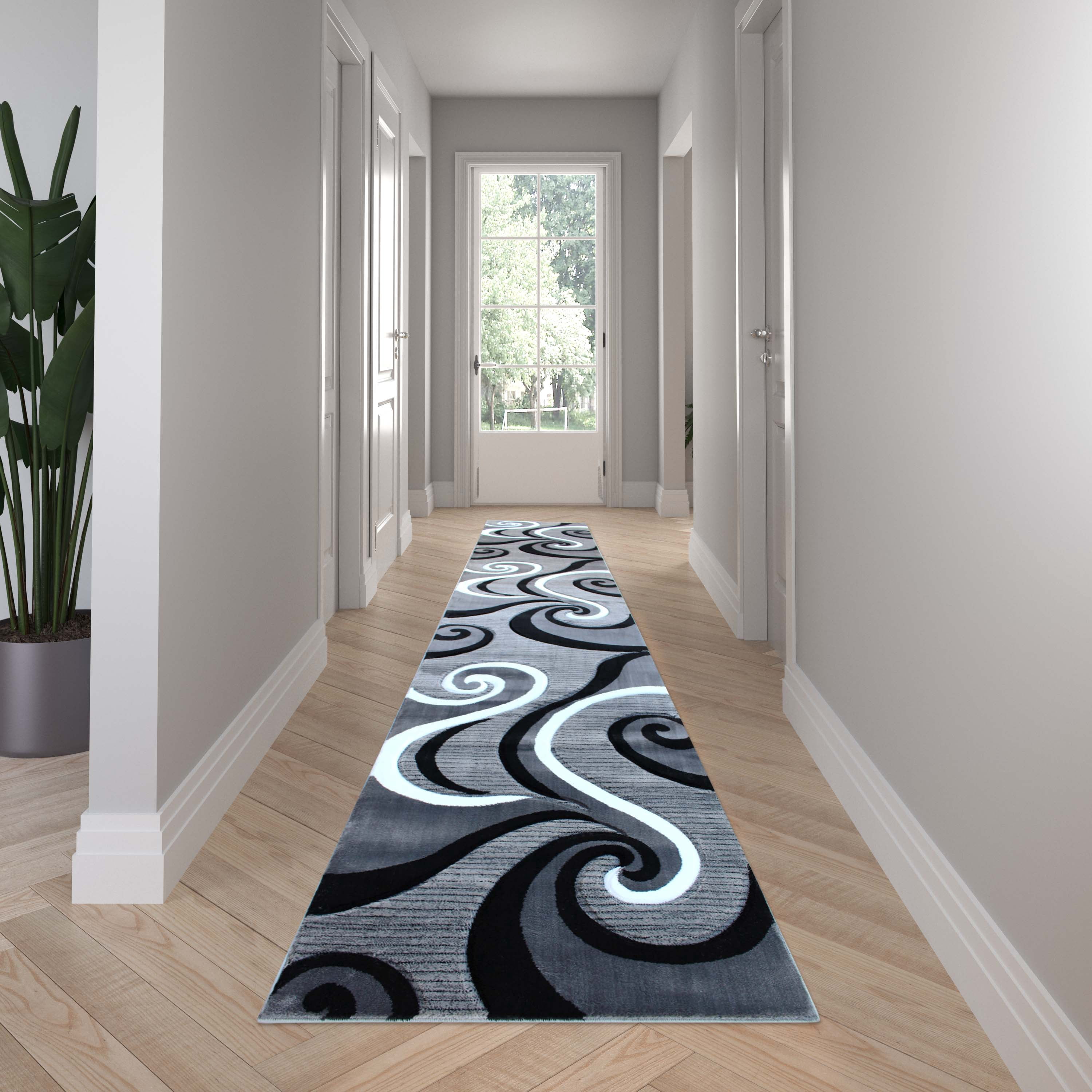 Emma + Oliver 3x16 Accent Rug with Modern 3D Sculpted Swirl Pattern and ...