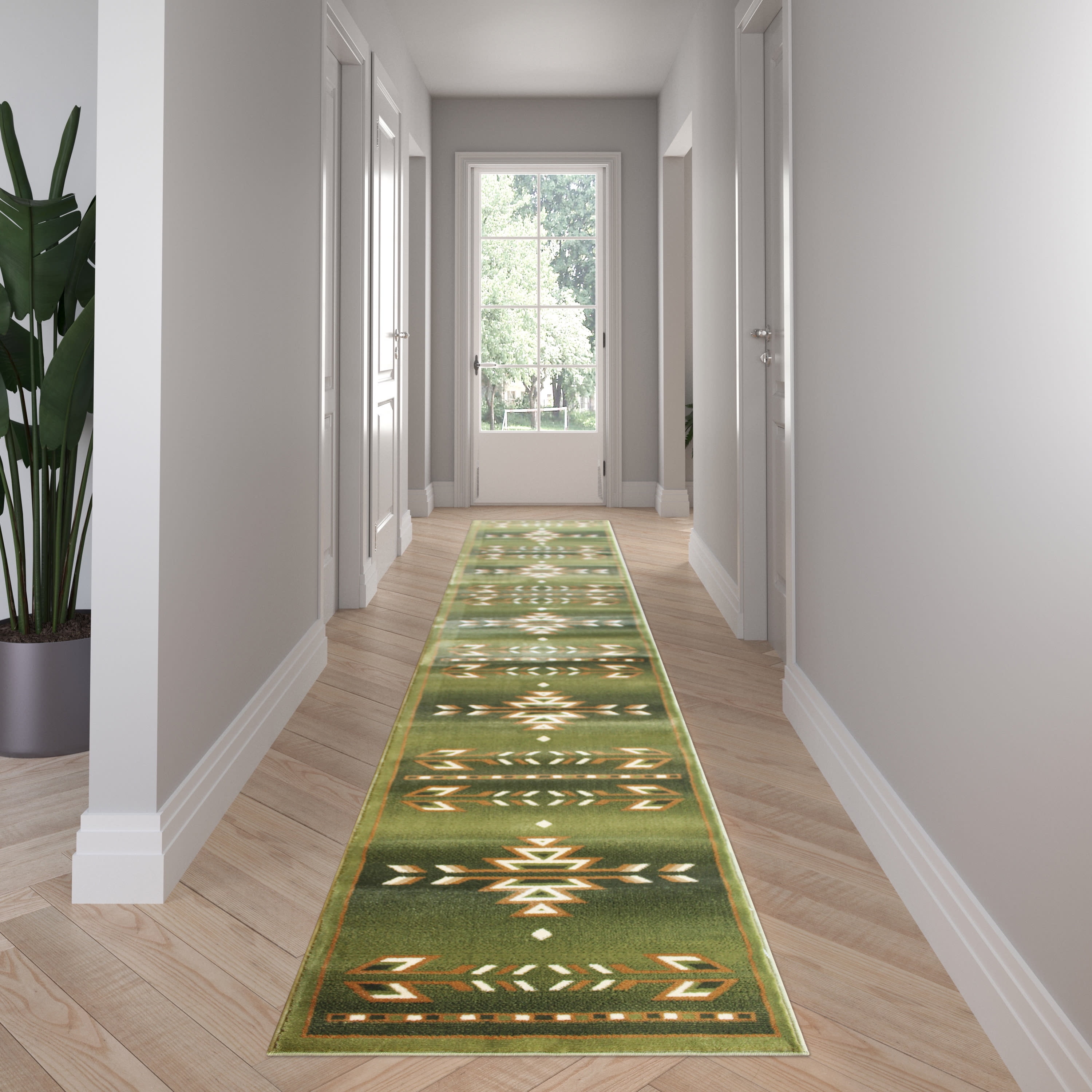 Emma + Oliver 3x16 Olefin Accent Rug with Southwestern Geometric Arrow ...