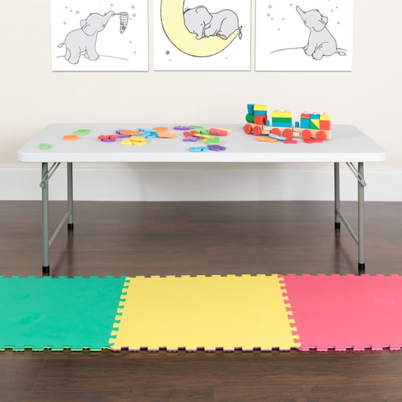 Emma + Oliver, Kid's Folding Activity Table, 4.93 ft, Granite White ...