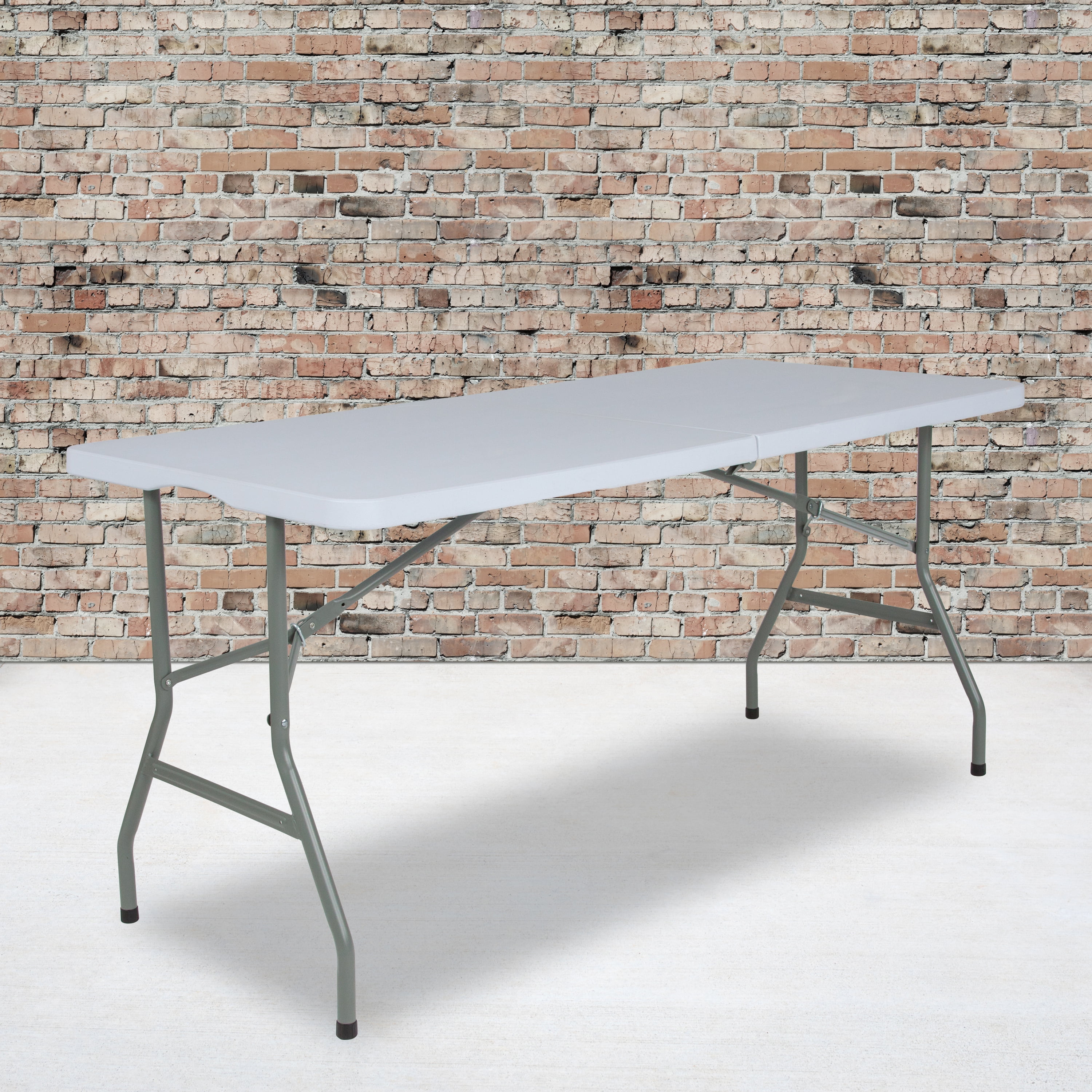 Emma + Oliver 4.97-Foot Bi-Fold Granite White Plastic Folding Table ...