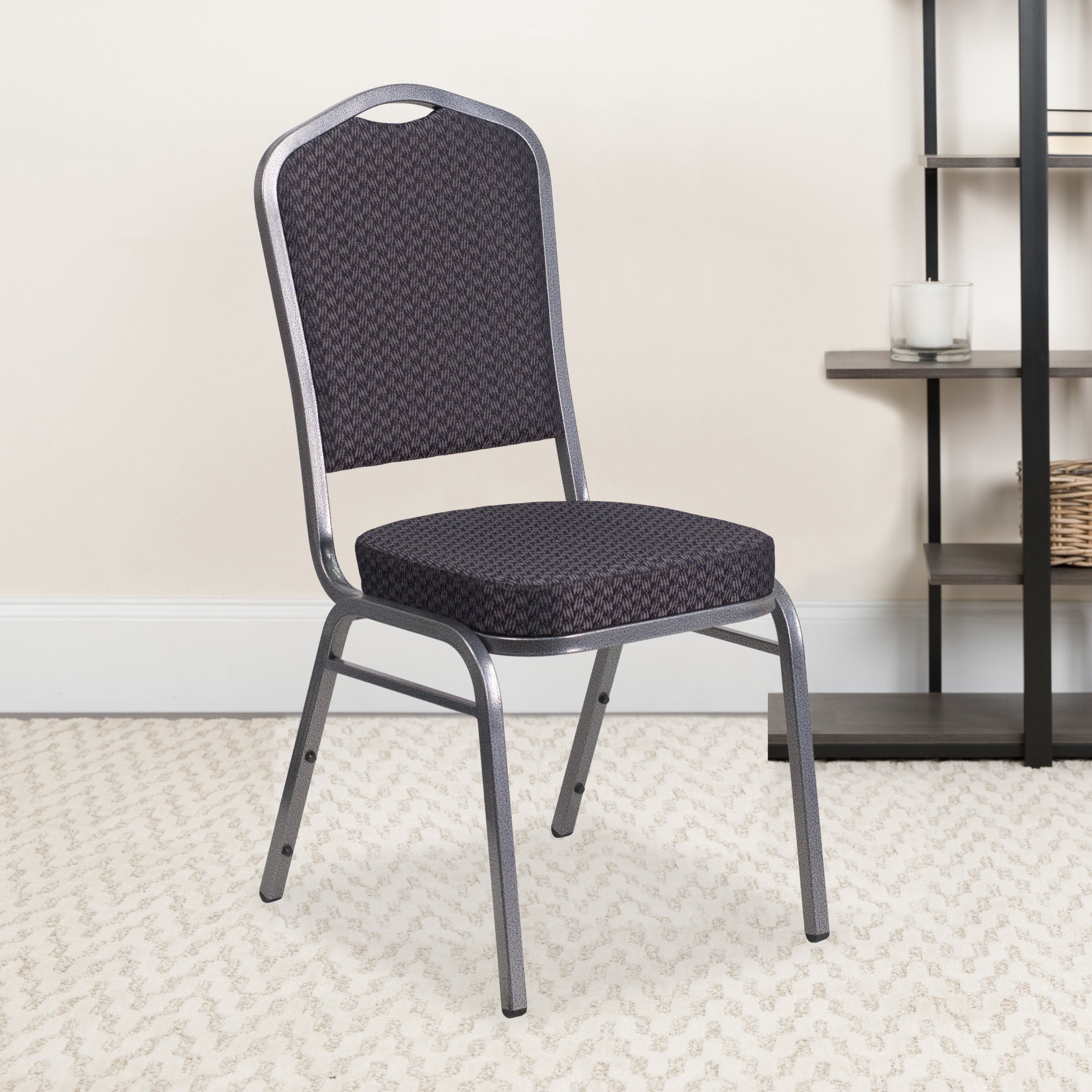 Emma + Oliver 4 Pack Crown Back Stack Banquet Chair in Black Pattern ...