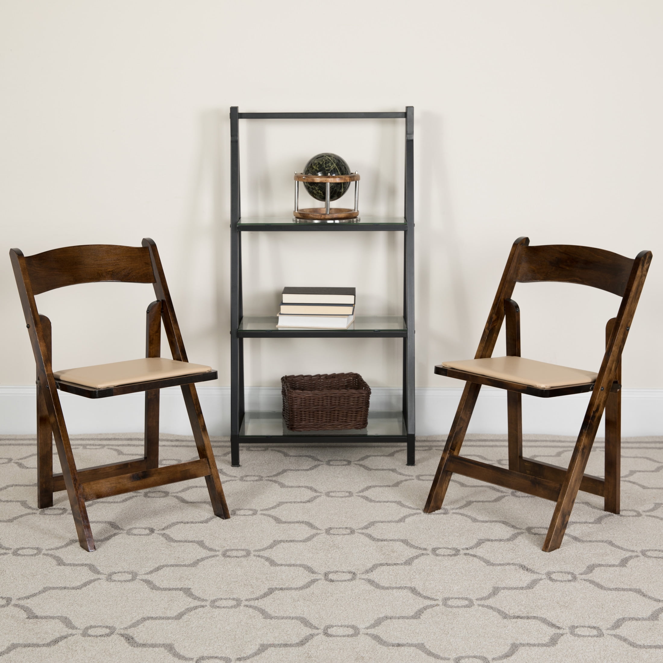 Emma + Oliver 4 Pack Fruitwood Wood Folding Chair with Detachable Vinyl ...