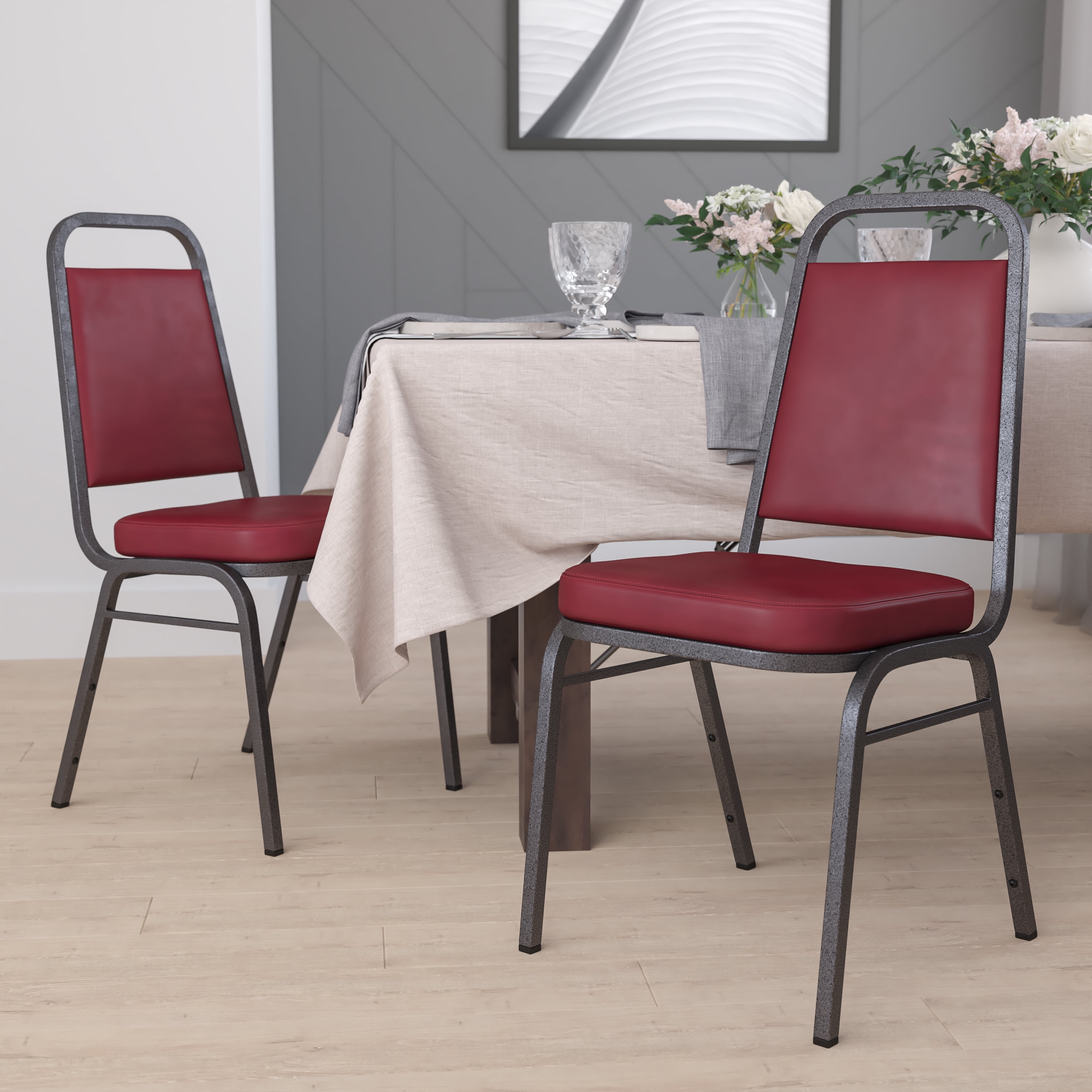 Emma + Oliver 4 Pack Trapezoid Banquet Stack Chair, 2.5" Seat - Gray ...