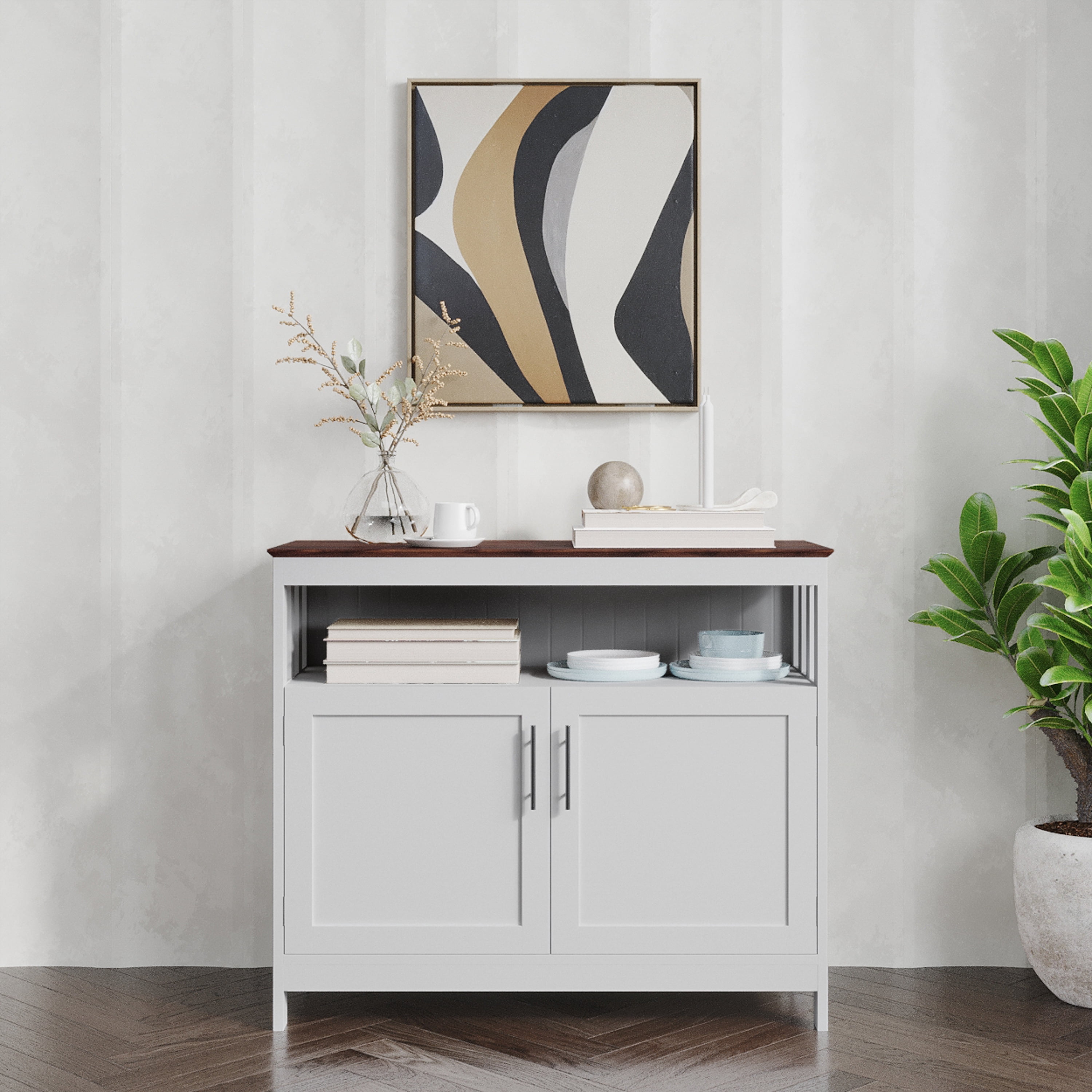 Emma + Oliver 40 Inch Buffet and Sideboard with Open Storage Shelf and ...