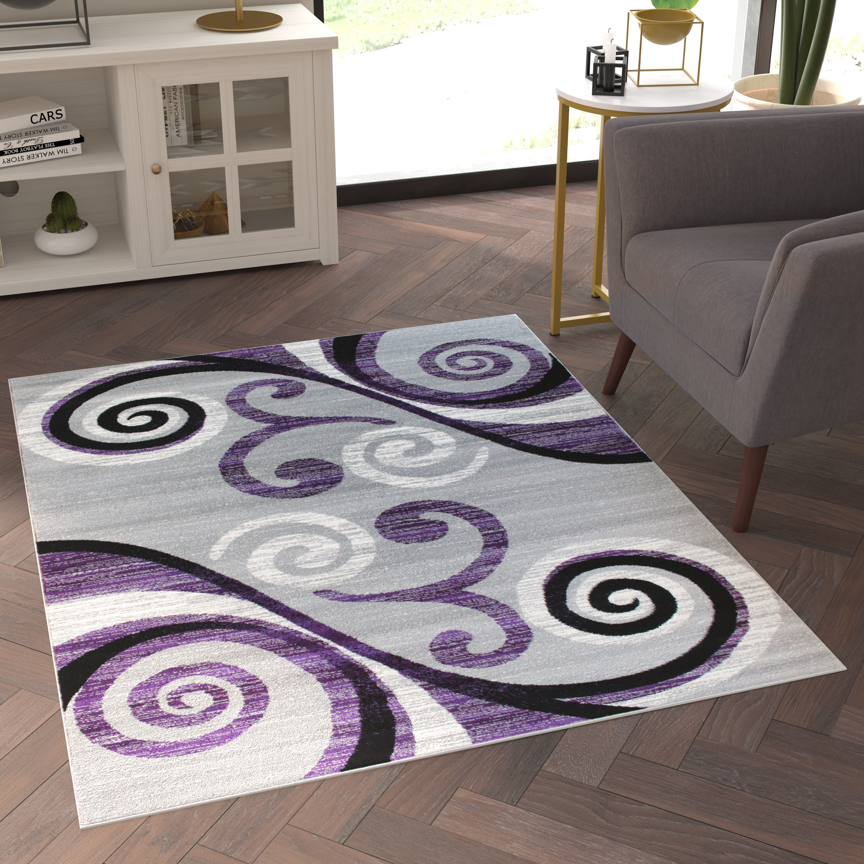 Emma + Oliver 4x5 Scraped Look Ultra Soft Plush Pile Olefin Accent Rug ...