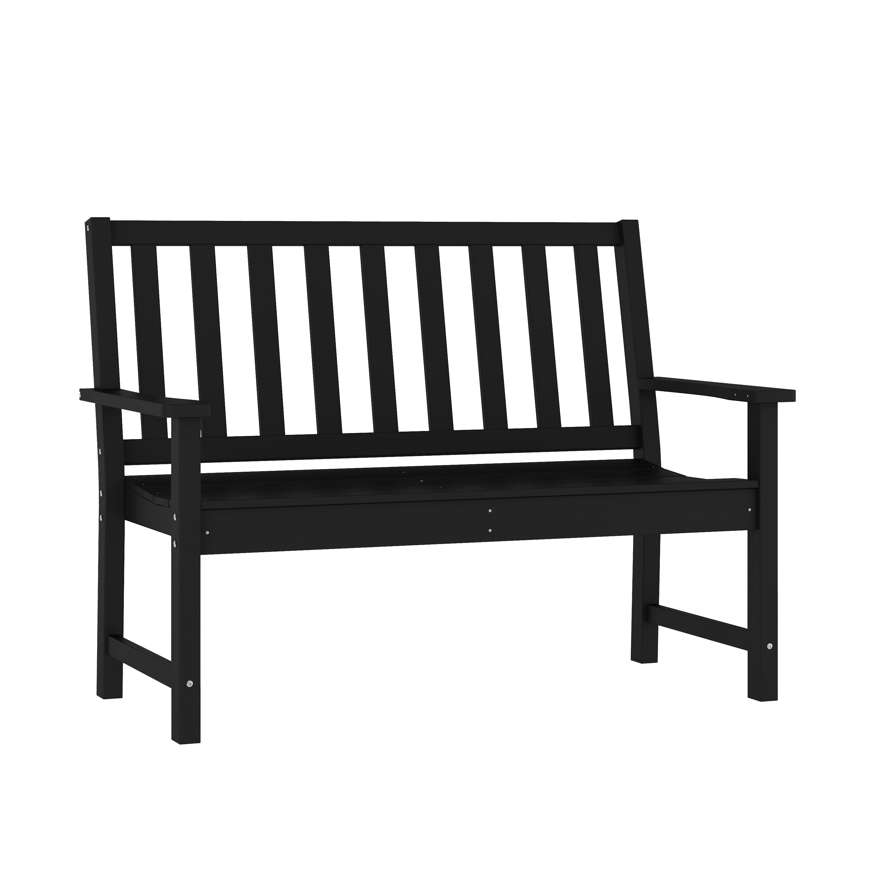 Emma + Oliver 50" Indoor/Outdoor 2 Seater Bench with Contoured Seat and ...