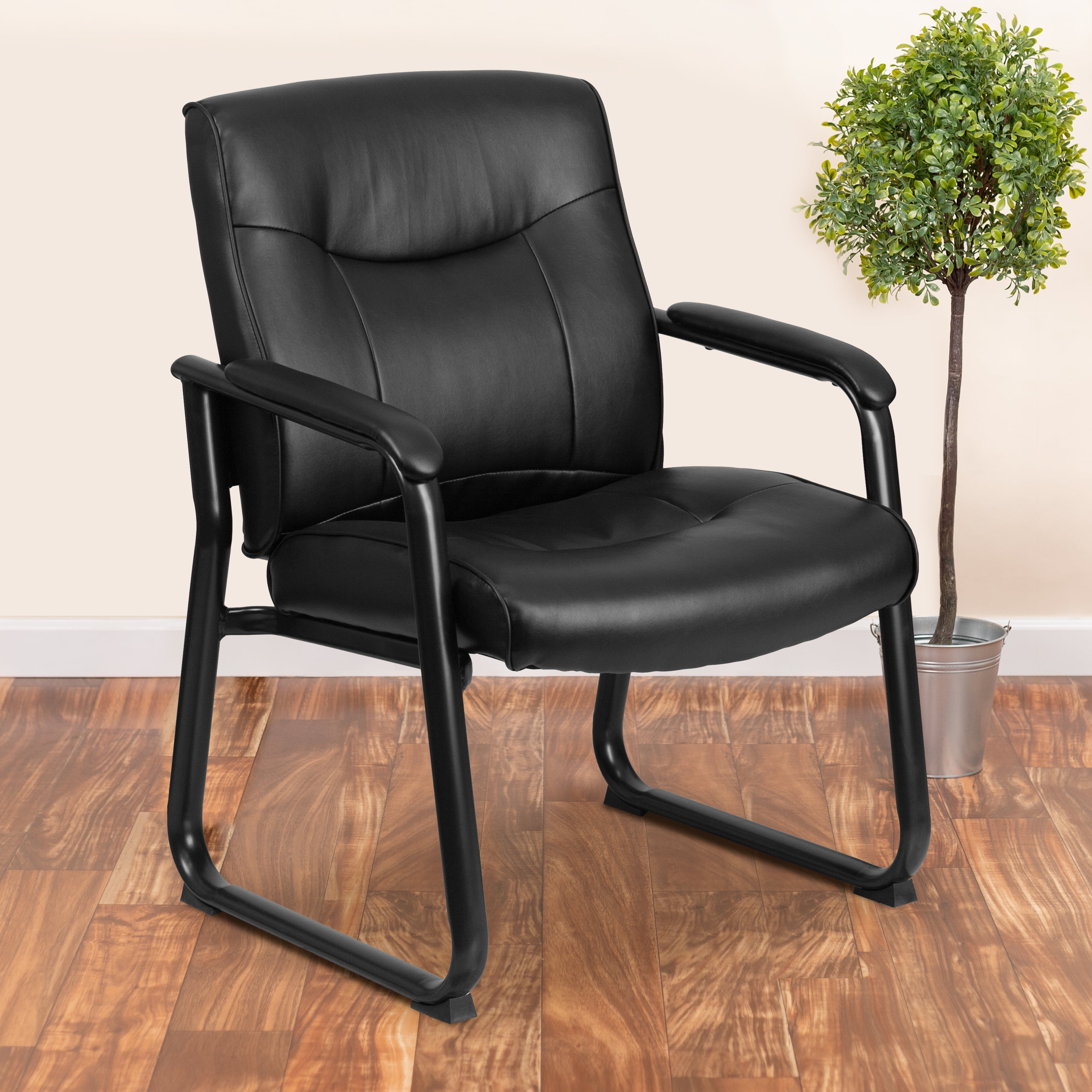 Emma + Oliver Executive Leather Indoor Reception Chair, Black - Walmart.com