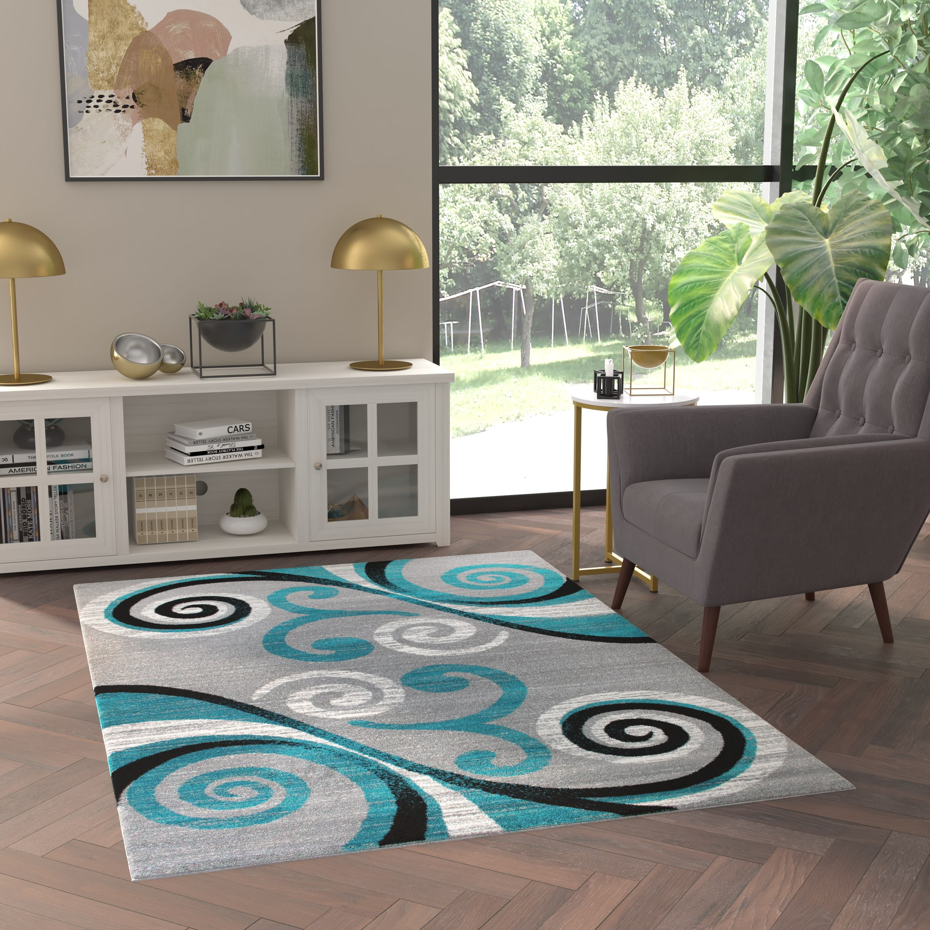 Emma + Oliver 5x7 Scraped Look Ultra Soft Plush Pile Olefin Accent Rug ...