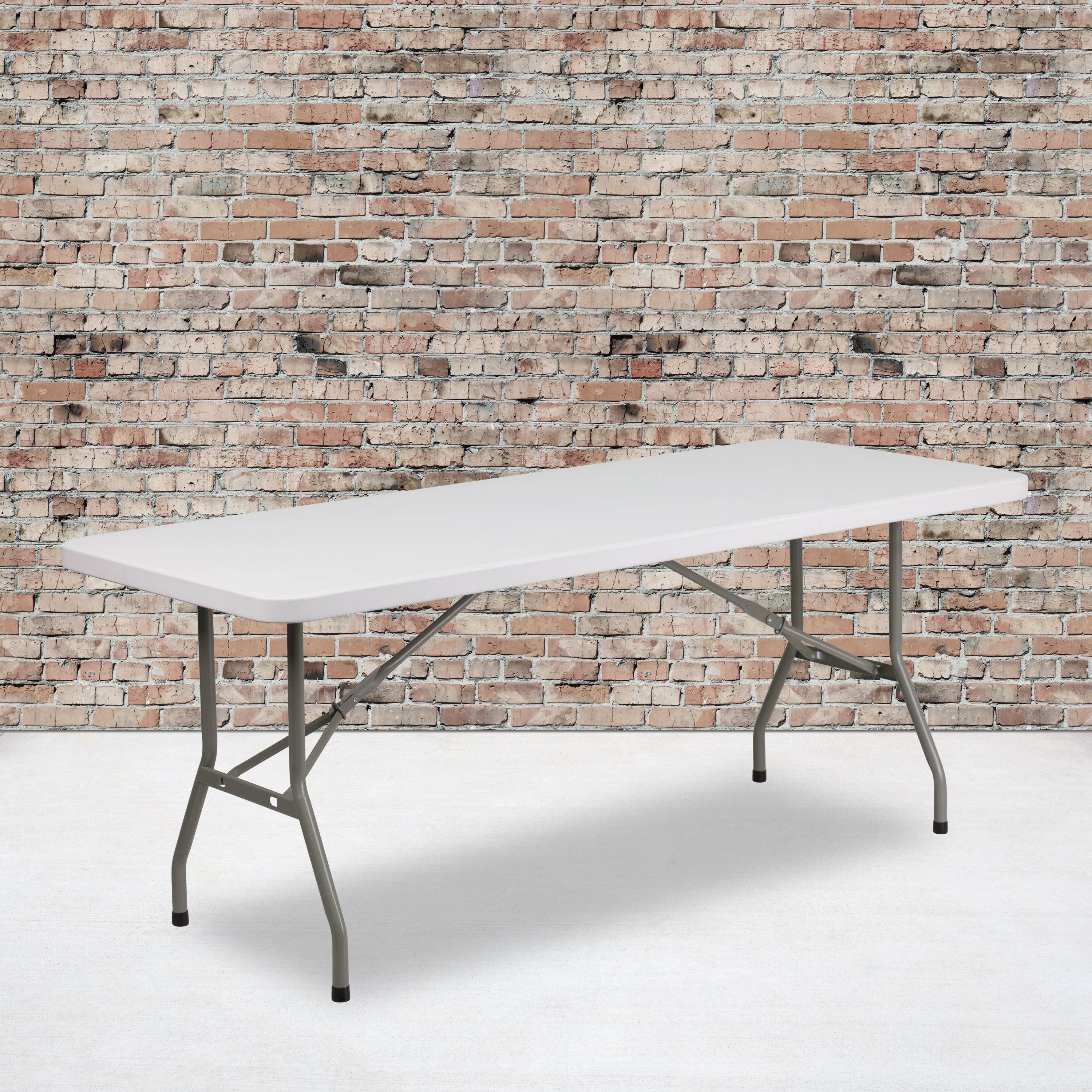 Emma + Oliver 6-Foot Granite White Plastic Folding Table - Banquet ...